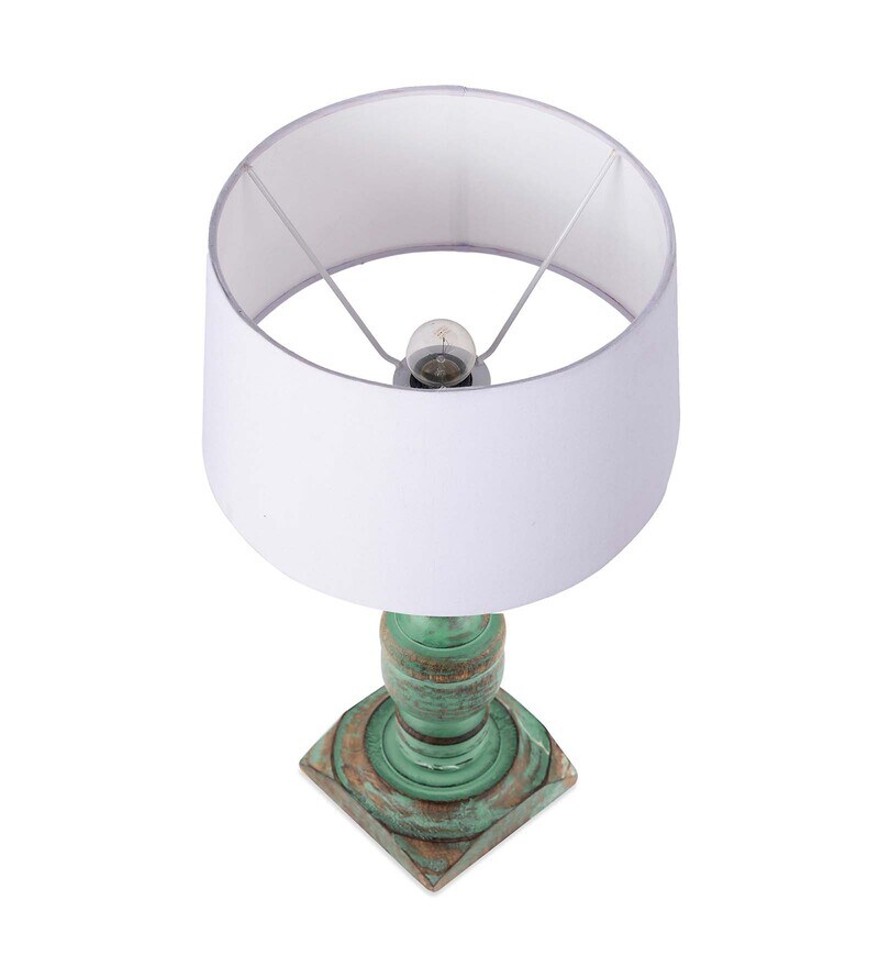 Buy Antique White French Trophy Carved Table lamp with Black Shade ...