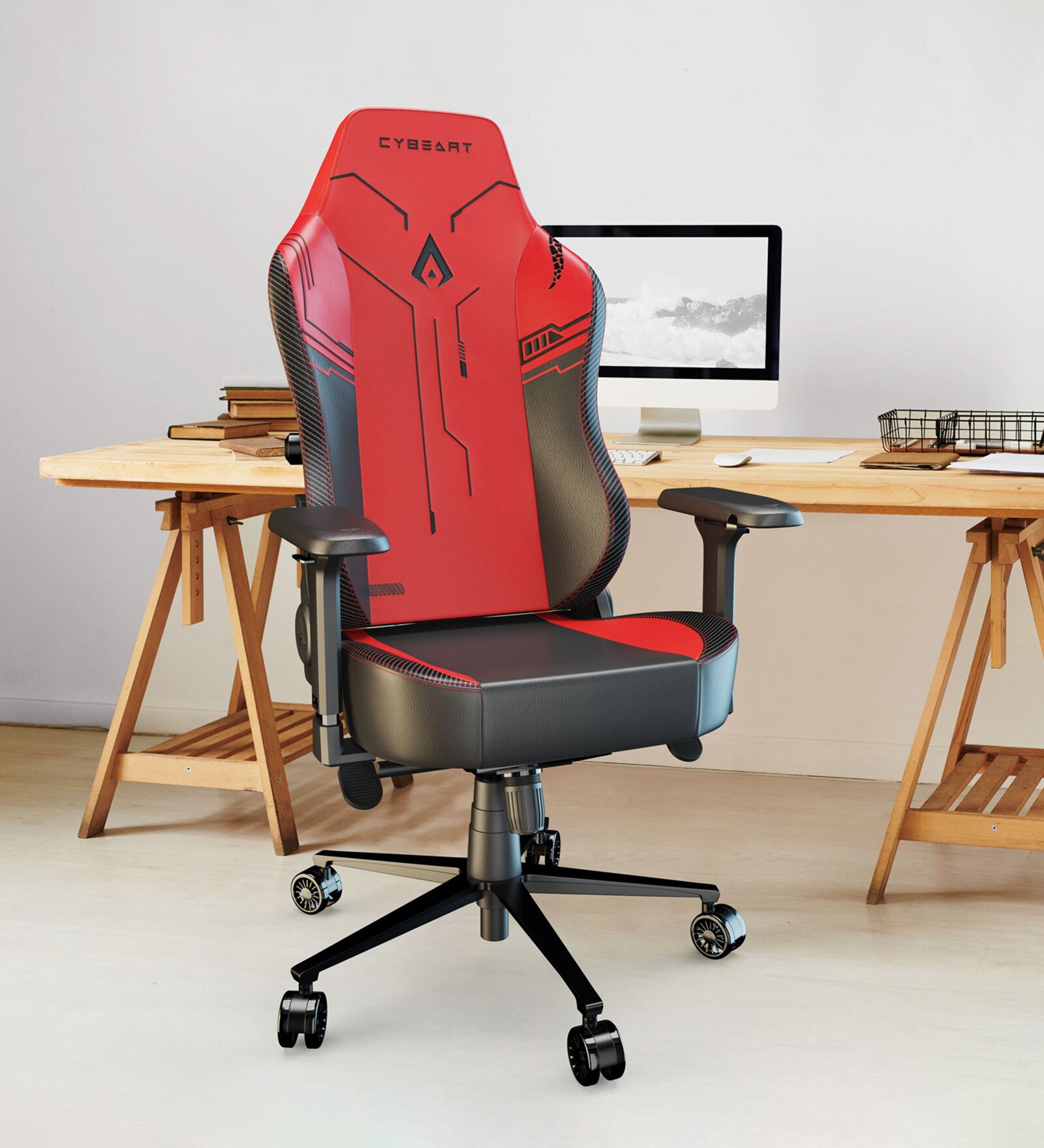 Buy Apex Leather Gaming Chair in Red & Black Colour by Cybeart | Pepperfry