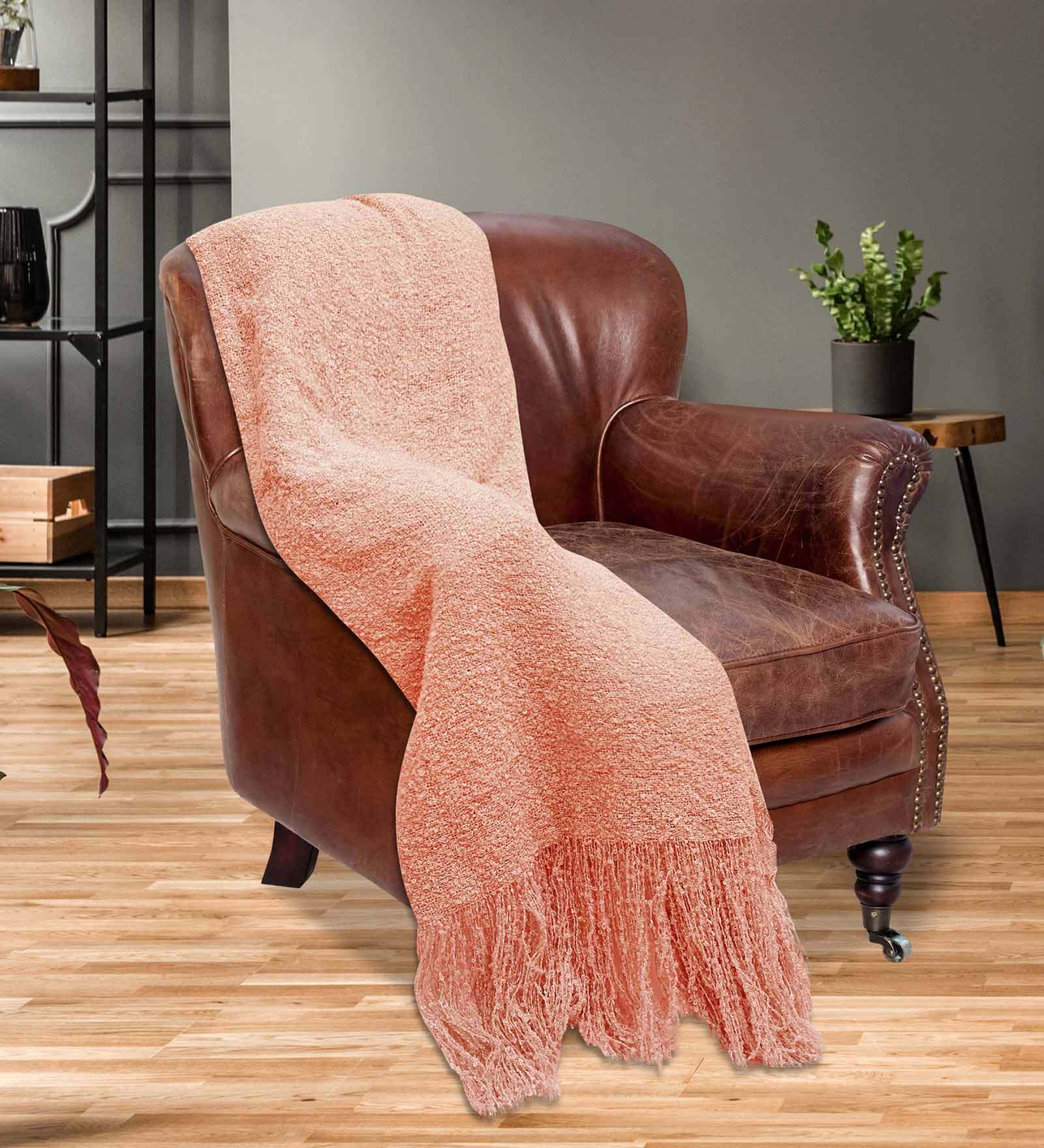 Buy Peach Premium Wool 59x49 Inches Sofa Throw by Young Arc at 23% OFF ...