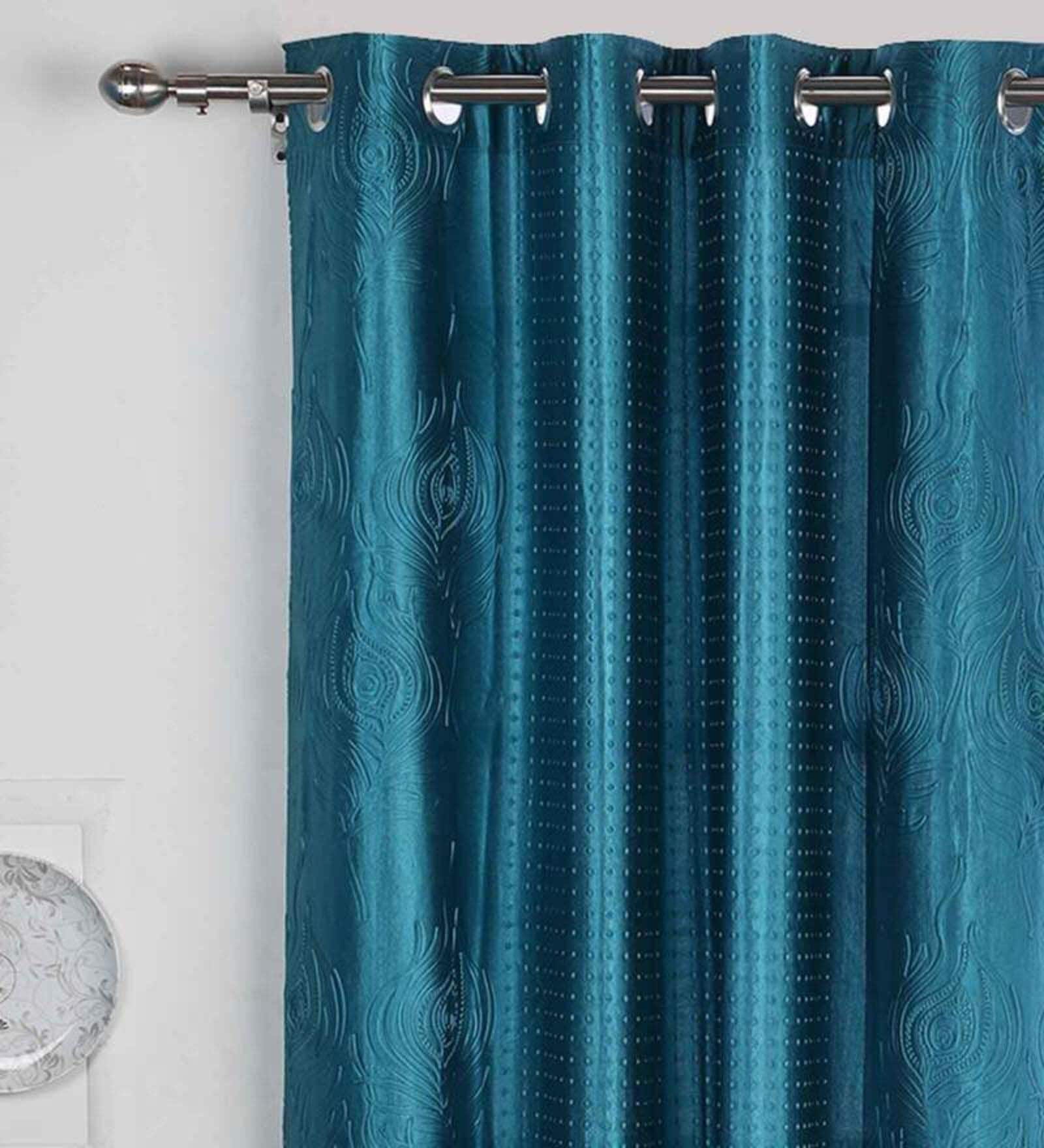 Buy Blue Polyester Semisheer 5 Feet Eyelet Curtain (1 Piece) at 39% OFF ...