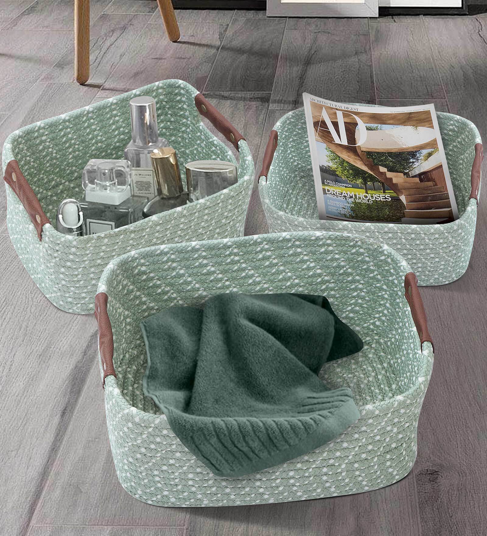 Buy Aqua Polypropylene Non Foldable Multi Purpose Storage Baskets (Set ...