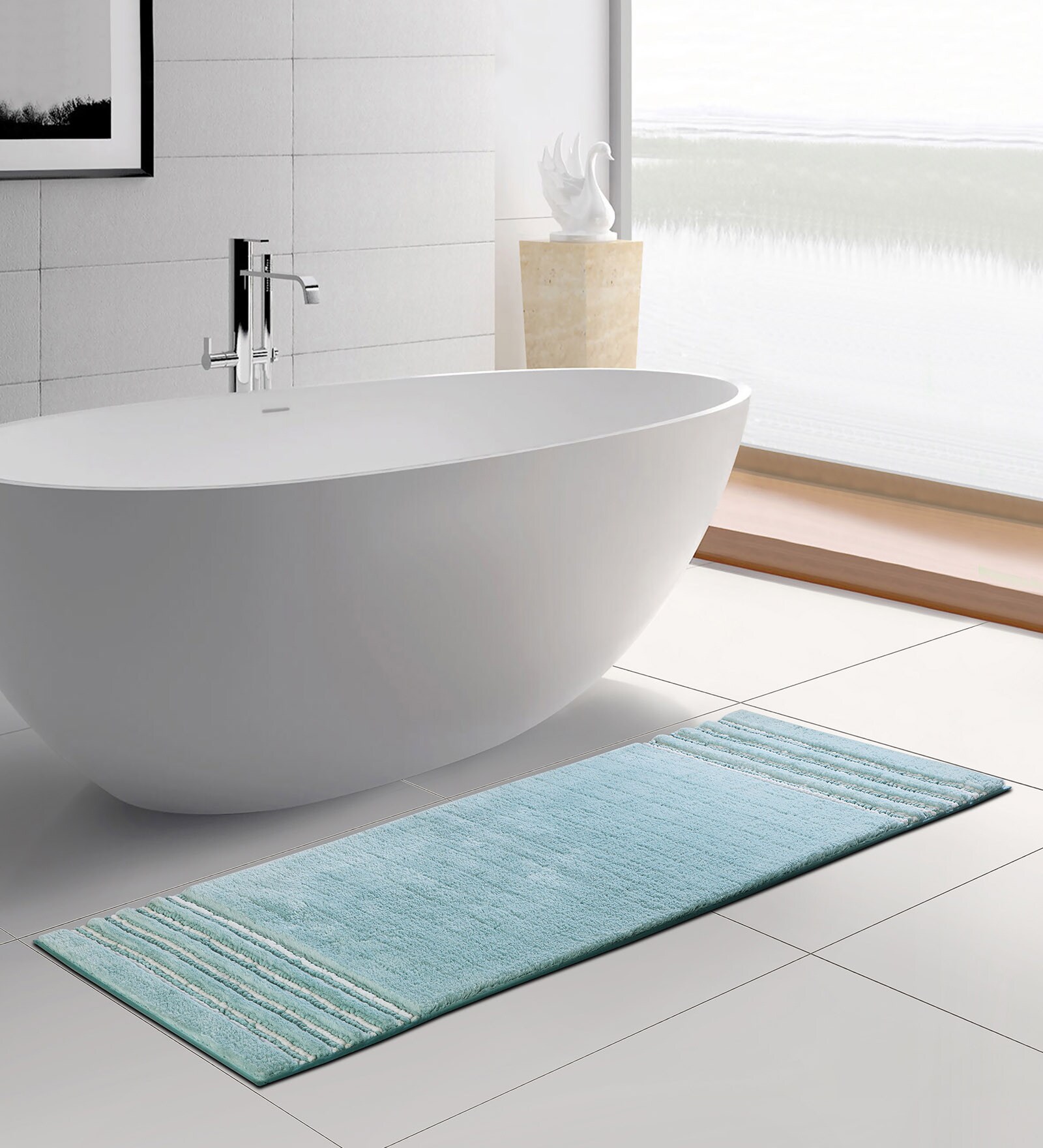 Buy Aqua Solid Polyester 59x24 Inches Max Absorbant 1 Bathmat By Obsessions at 10% OFF by ...