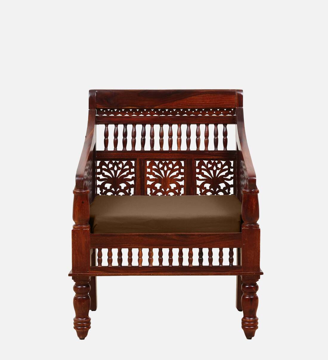 Buy Aramika Sheesham Wood 1 Seater Sofa In Honey Oak Finish Online ...