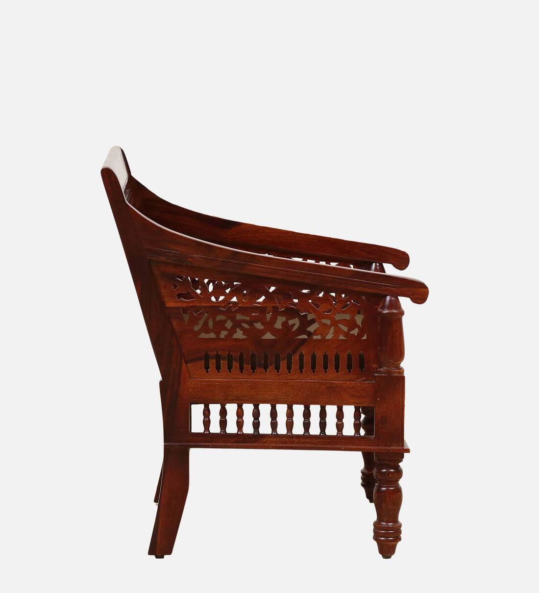 Buy Aramika Sheesham Wood 1 Seater Sofa In Honey Oak Finish Online ...