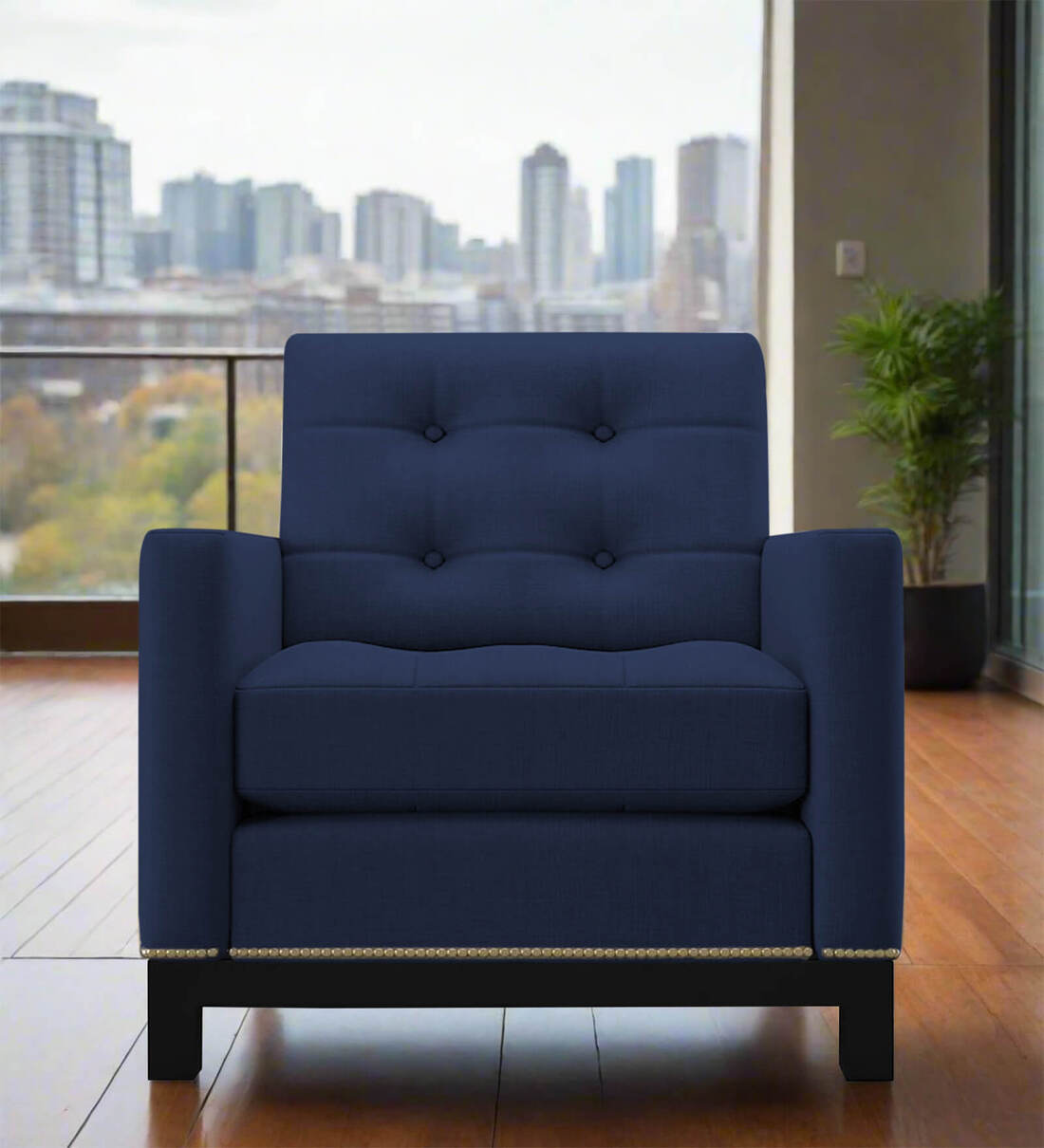 Buy Archie Fabric 1 Seater Sofa In Indigo Finish Colour at 52% OFF by ...