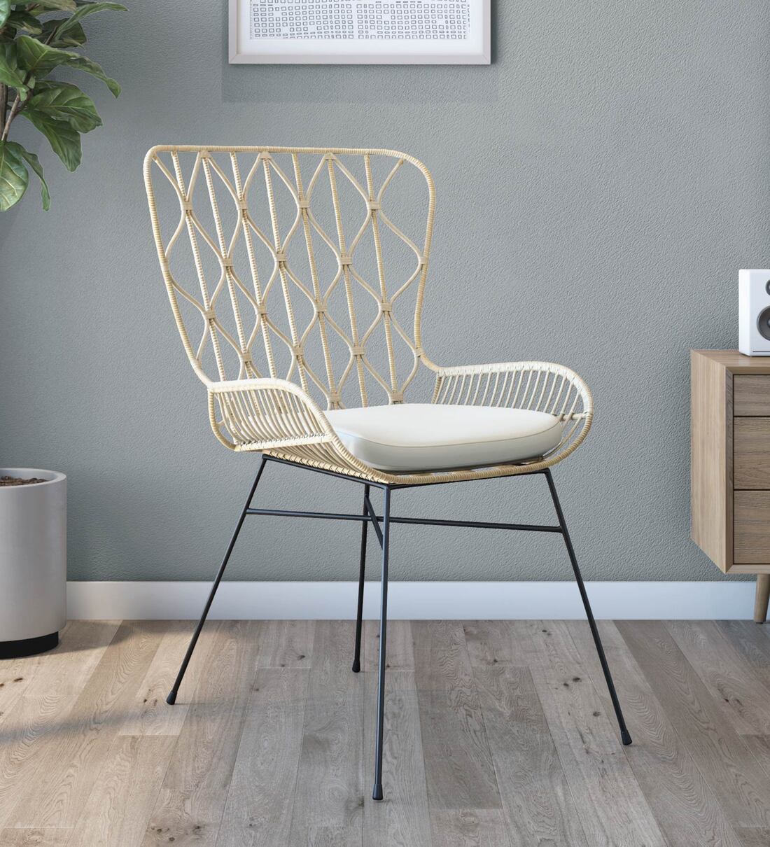 Buy Ariel Fabric Cafe Chair in Natural Colour Online - Cafe Chairs ...