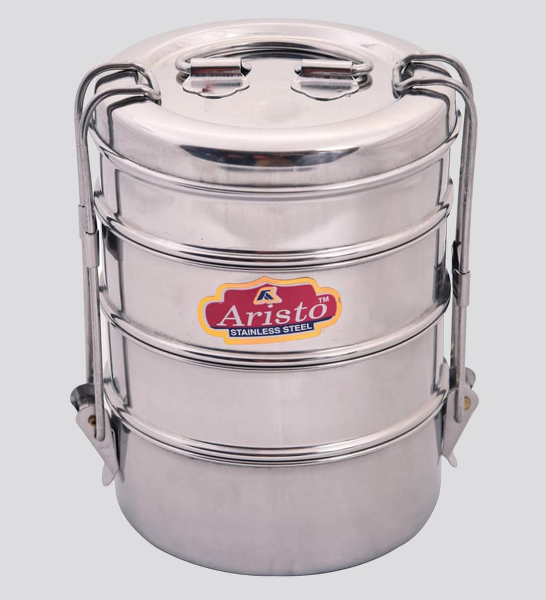 Buy Aristo 430 Ml Stainless Steel 4 Containers Tiffin with Locking Clip ...