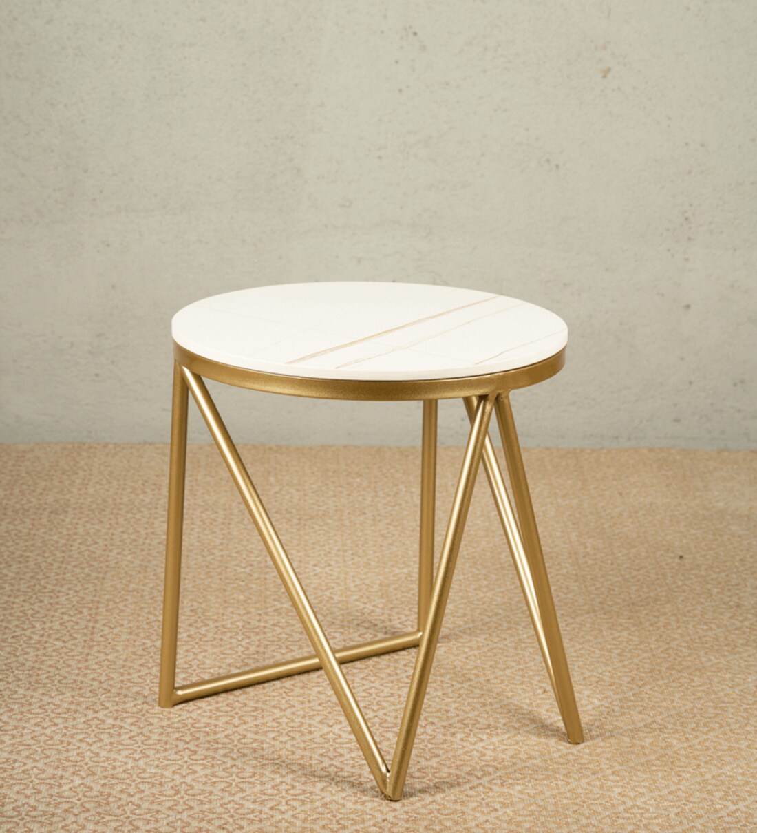 Buy Arlo Metal End Table In Golden Finish With Ceramic Tile Top at 100% OFF by The Golden ...