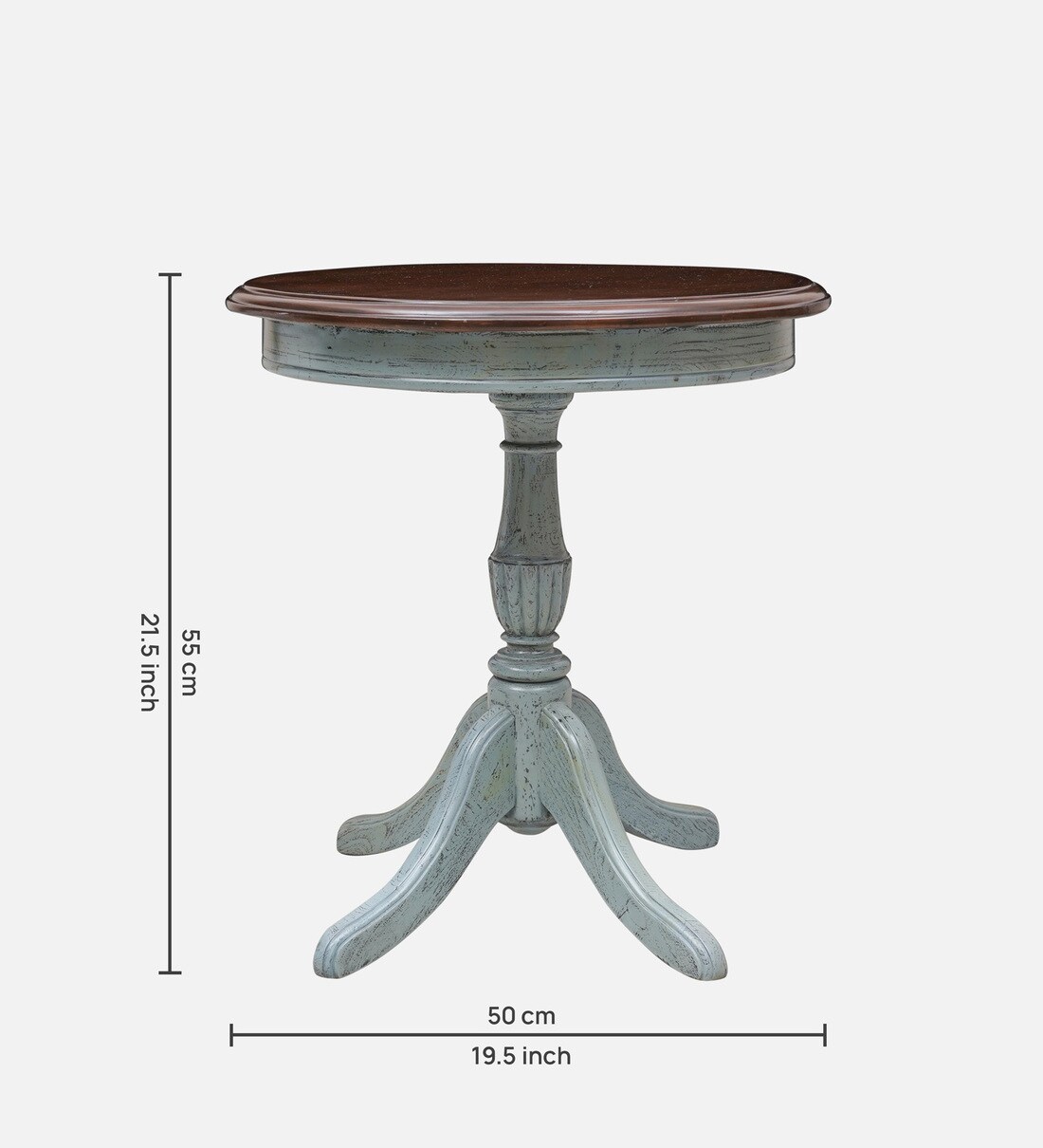 Buy Artasia Solid Wood End Table in Distress Blue & Oak Finish by Hansa ...