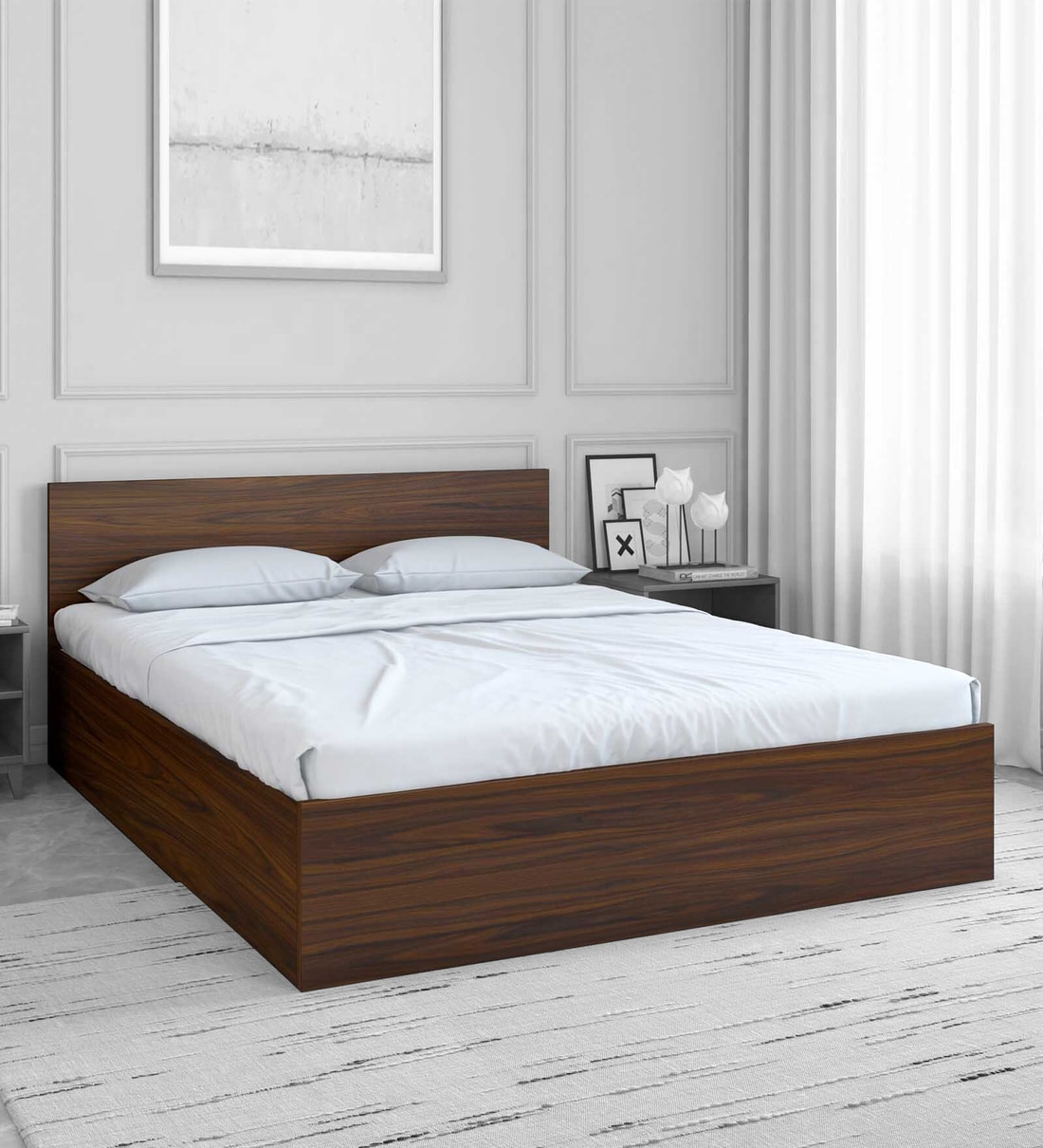 Buy Arthur King Size Bed in Walnut Finish with Box Storage by Nilkamal ...