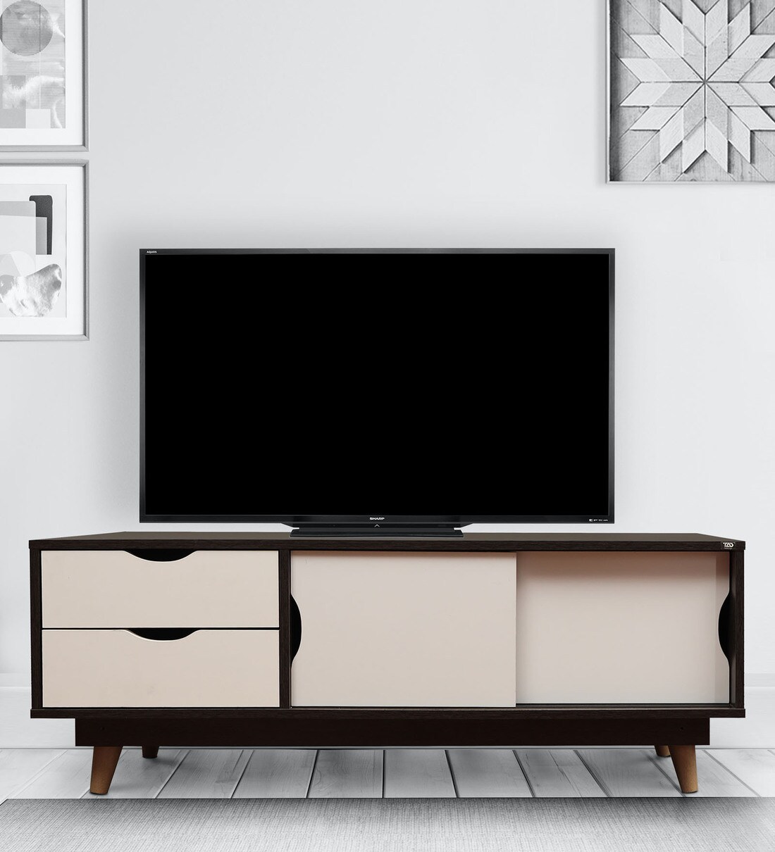 Buy Artigo TV Console in Dark Brown & White Color at 24% OFF by ...