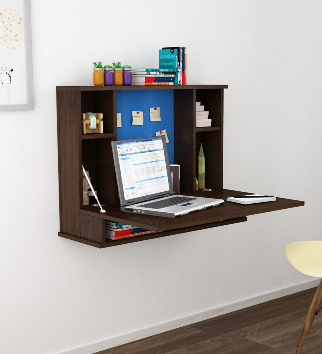 Buy Artist Metal Wall Mounted Table in African Oak Finish at 44% OFF by ...