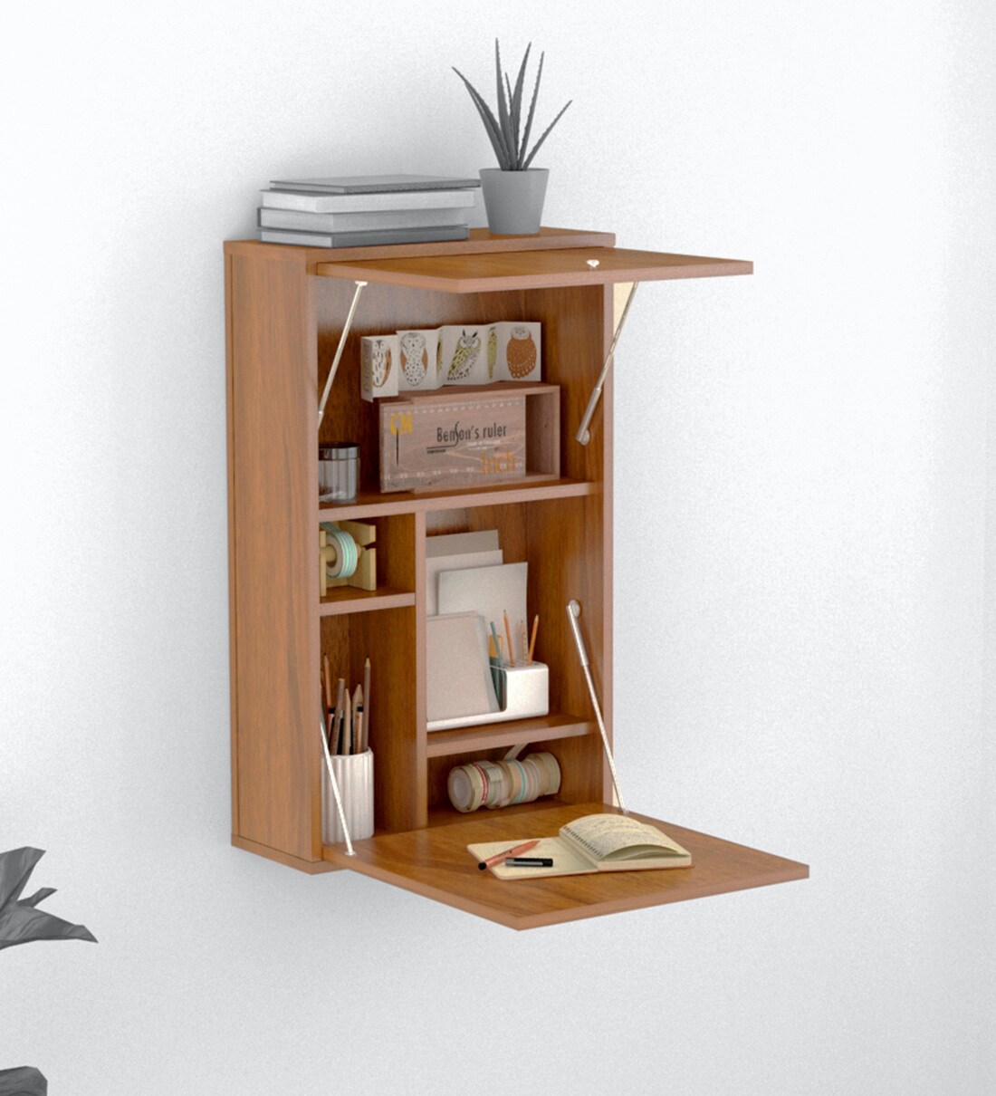 Buy Artist Wall Mounted Study Table in Brazilian Walnut Finish at 25% ...