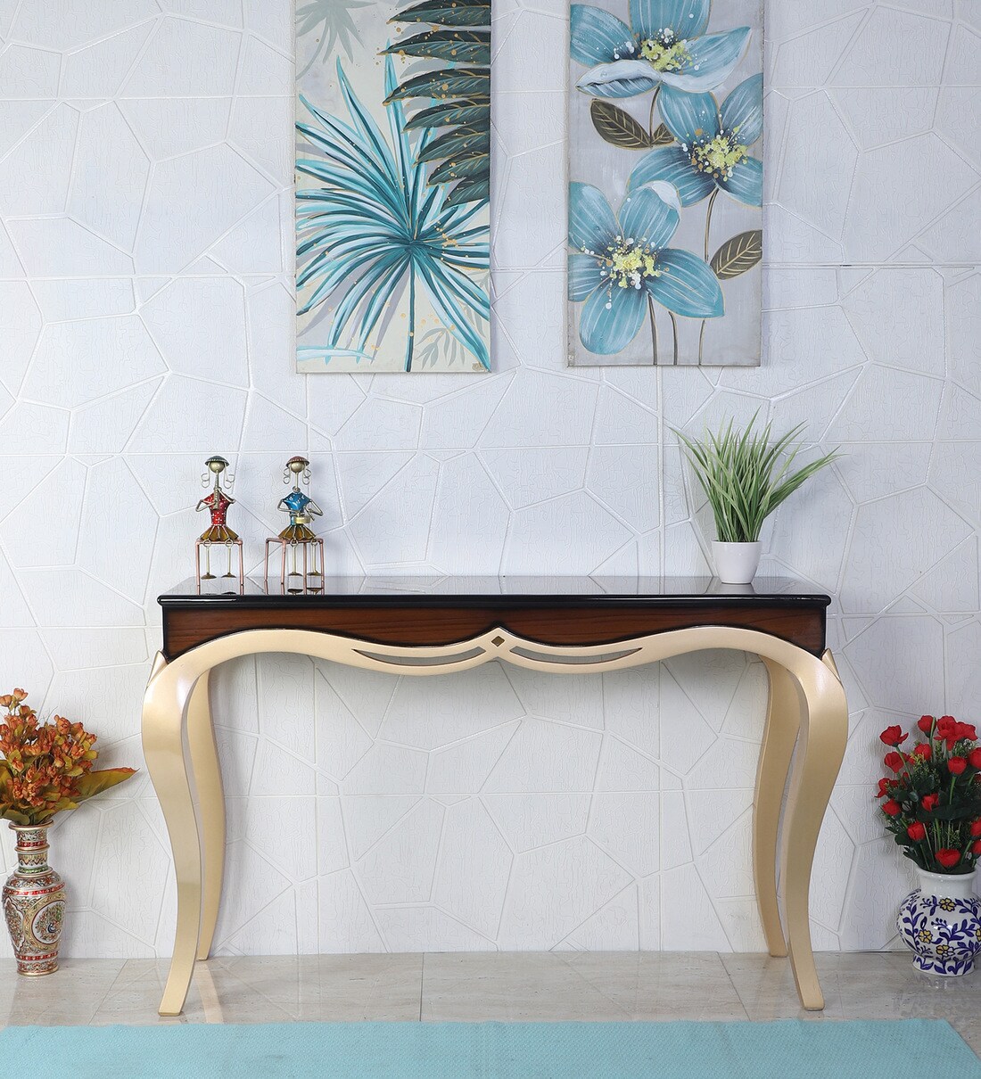 Buy Artoric Solid Wood Console Table in Gold Brown Finish at 40% OFF by ...
