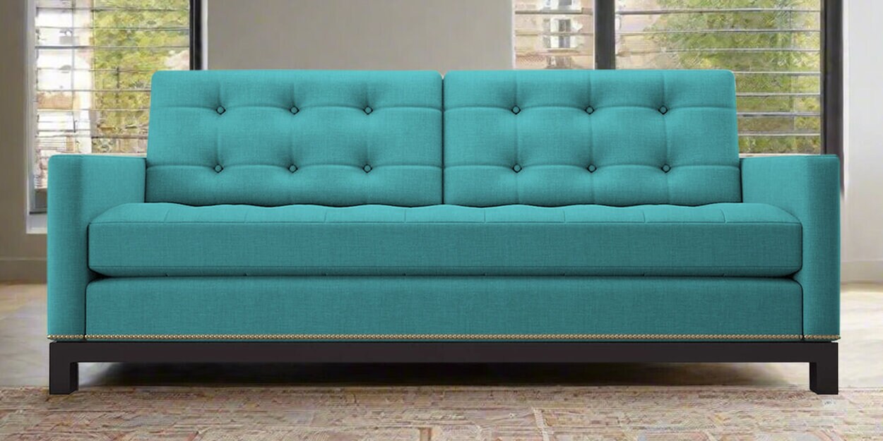 Buy Archie Fabric 3 Seater Sofa In Aqua Blue Colour at 52% OFF by ...