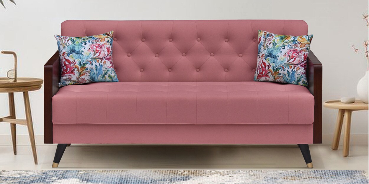 Buy Royal Velvet 3 Seater Sofa In Onion Pink Colour at 58% OFF by ARRA ...