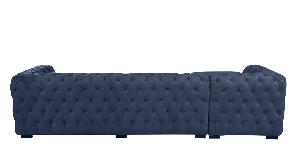 Buy Alanzo Velvet Fabric RHS Sectional Sofa In Royal Blue Colour By ...