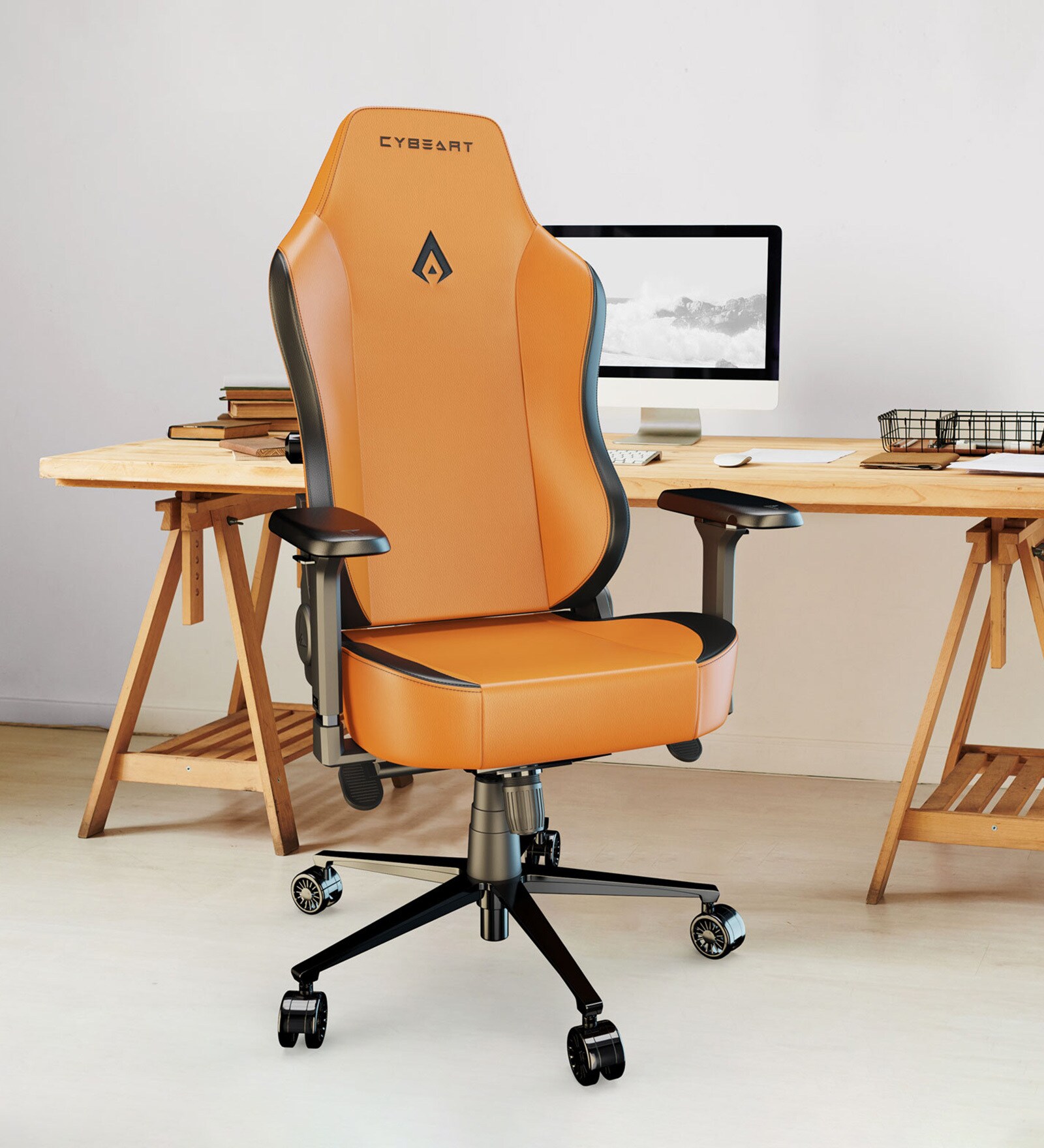 Buy Arancio Leather Gaming Chair in Orange & Black Colour at 100% OFF ...