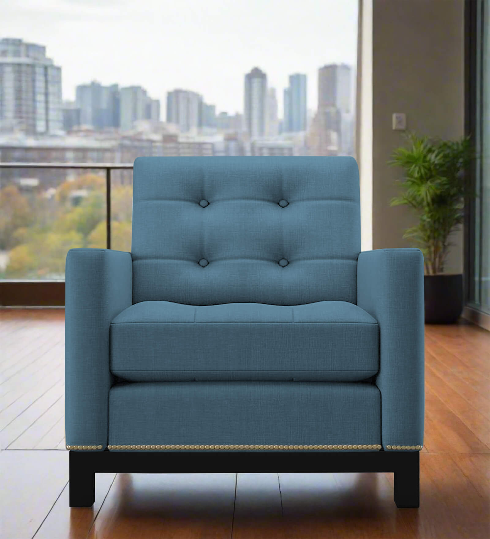 Buy Archie Fabric 1 Seater Sofa In Light Blue Colour at 52% OFF by ...