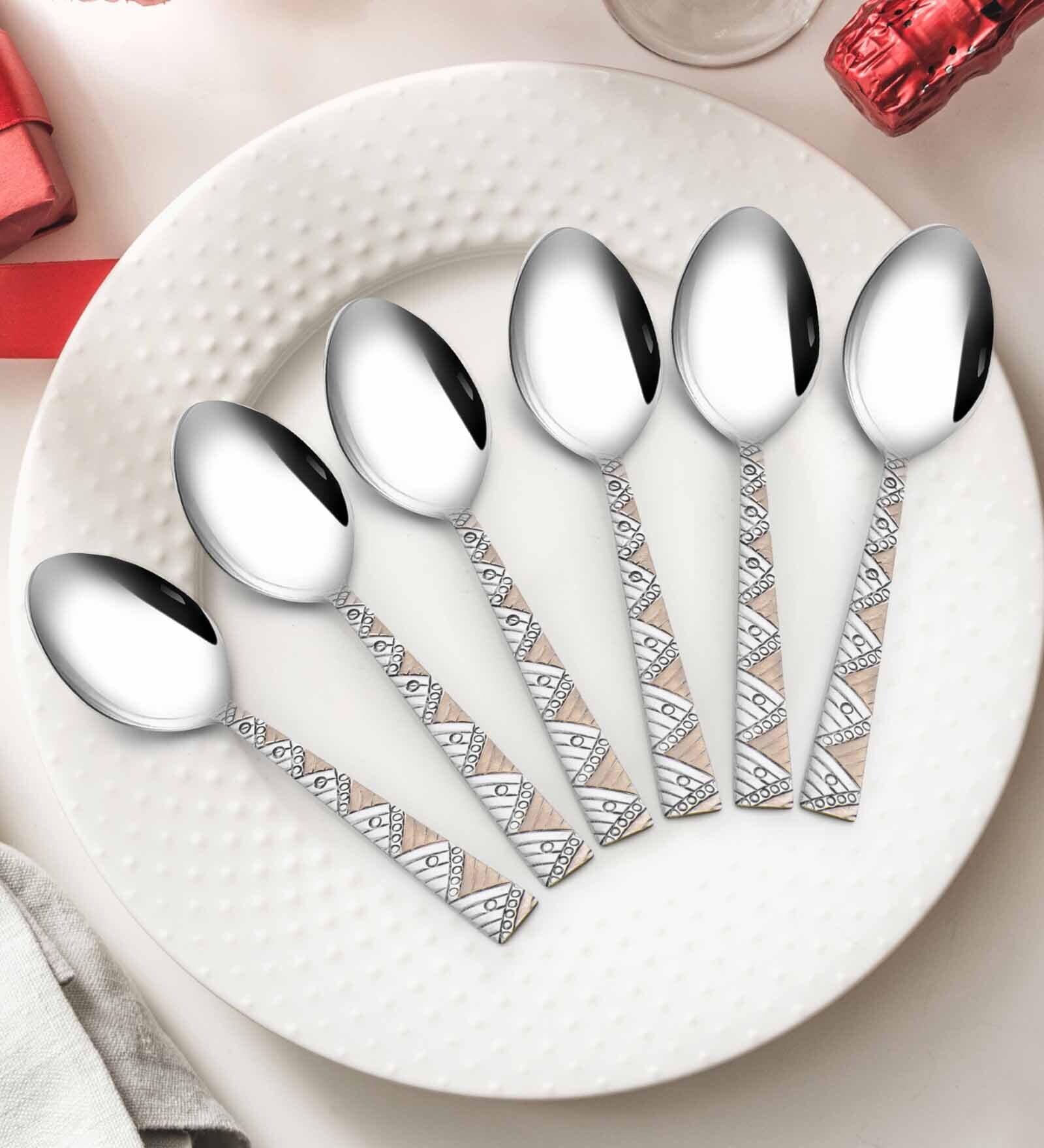 Buy Arias Bloom Silver Stainless Steel (Set of 6) Table Spoon at 16% ...