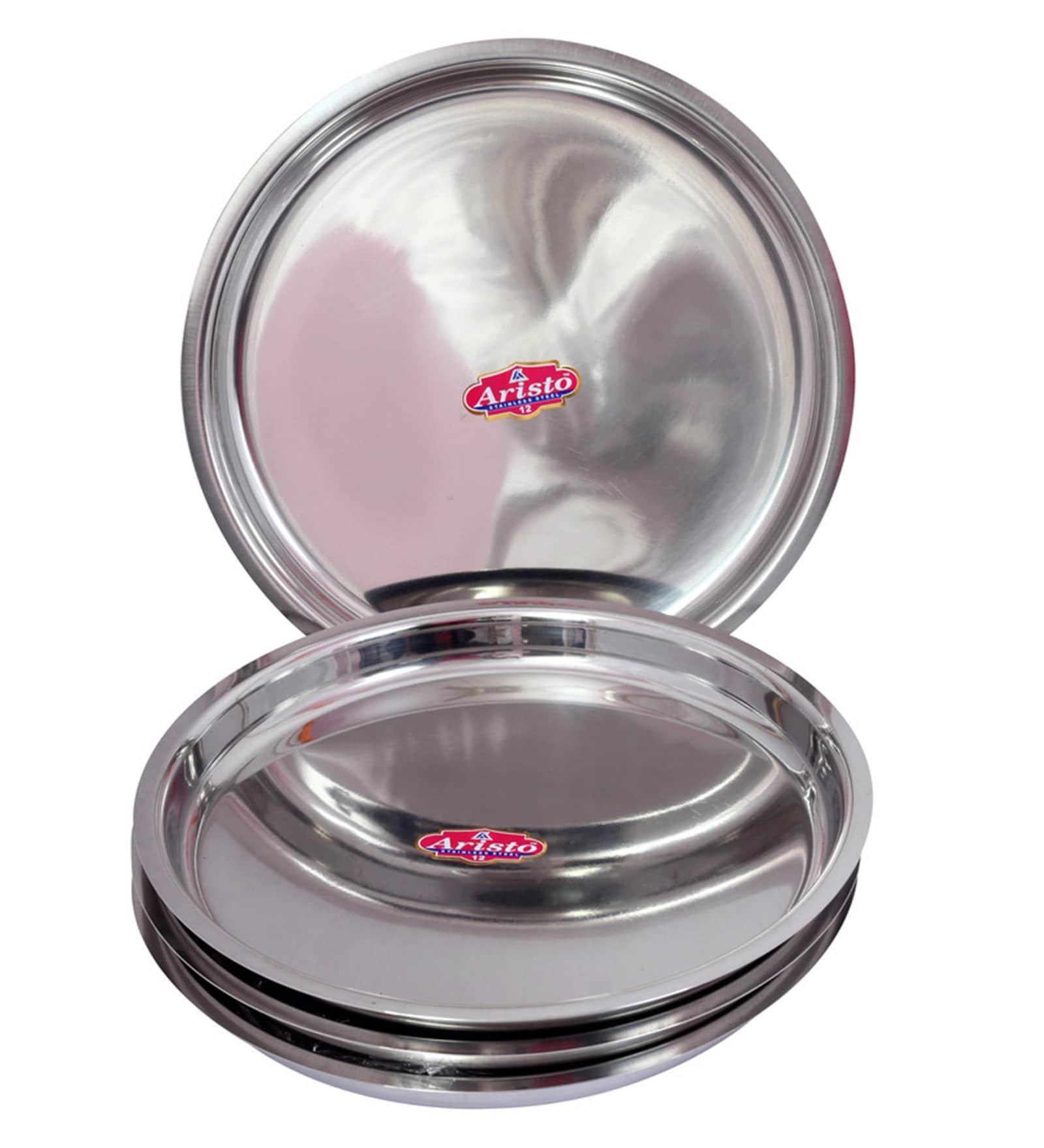 Buy Aristo 25 CM Traditional Stainless Steel Dinner Plates - Set of 4 ...