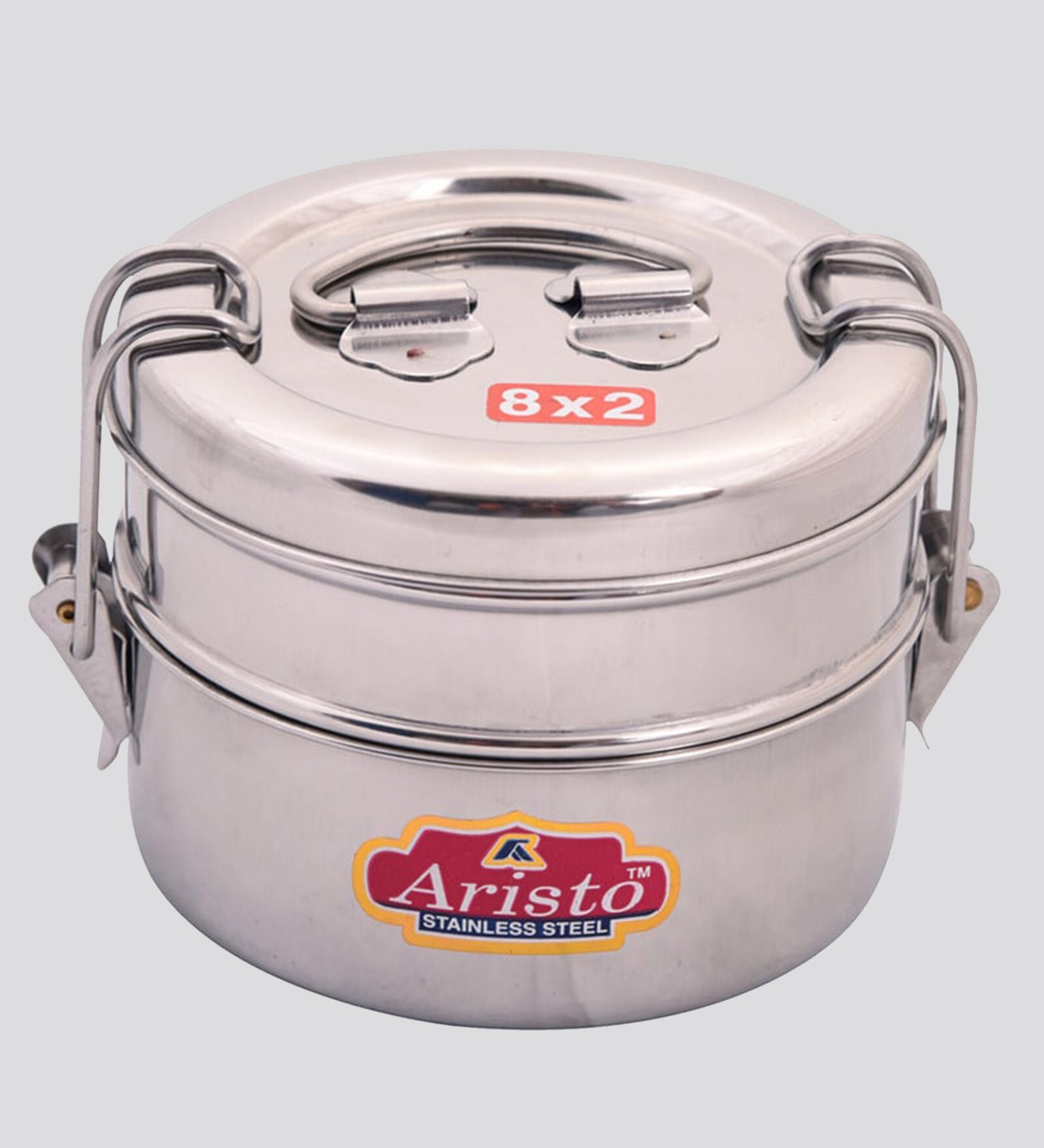 Buy Aristo Tiffin 430 ML Stainless Steel 2 Containers with Locking Clip ...