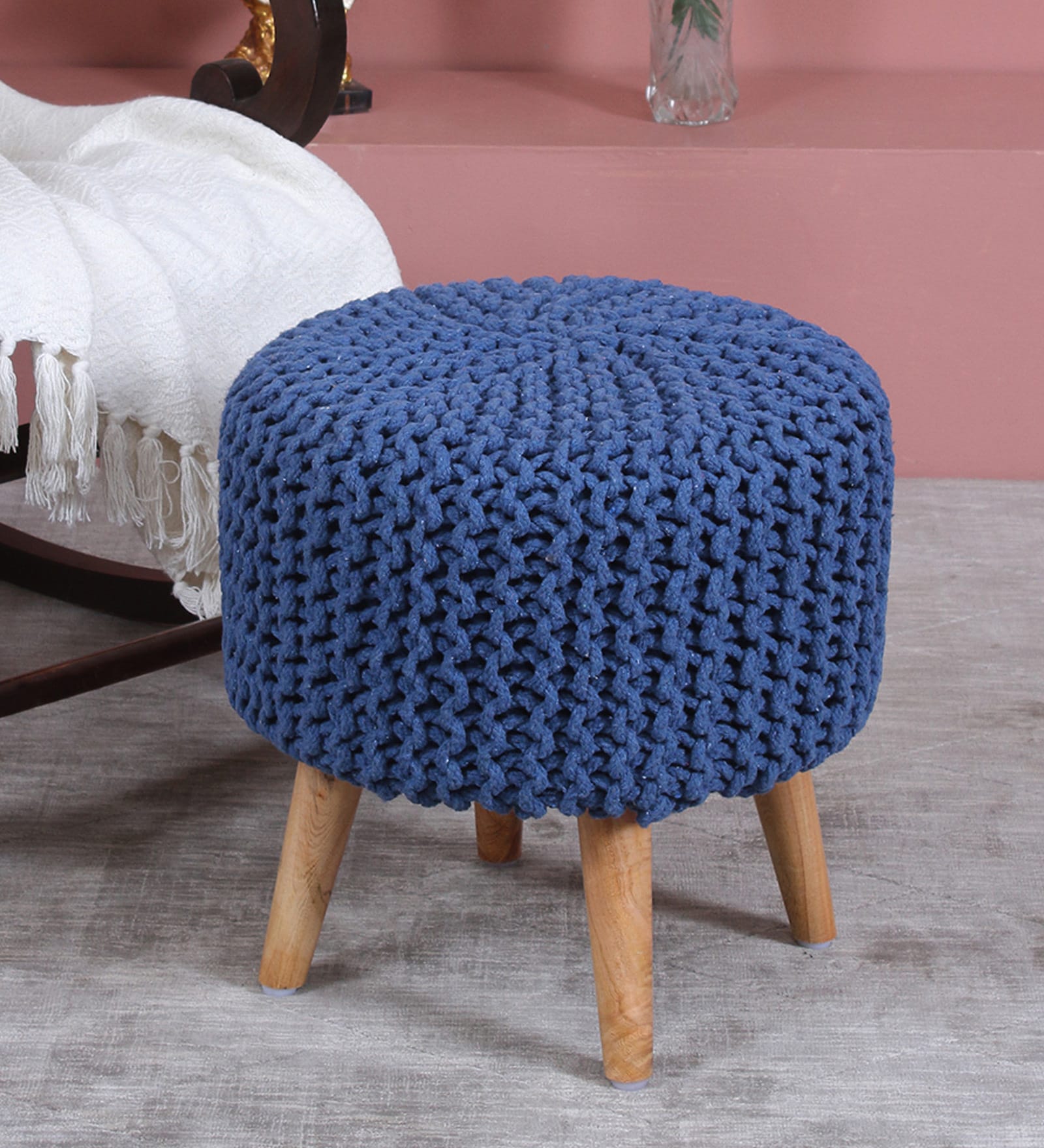Buy Babasin Knitted Weave Ottoman In Blue Glory Colour at 2% OFF by ...