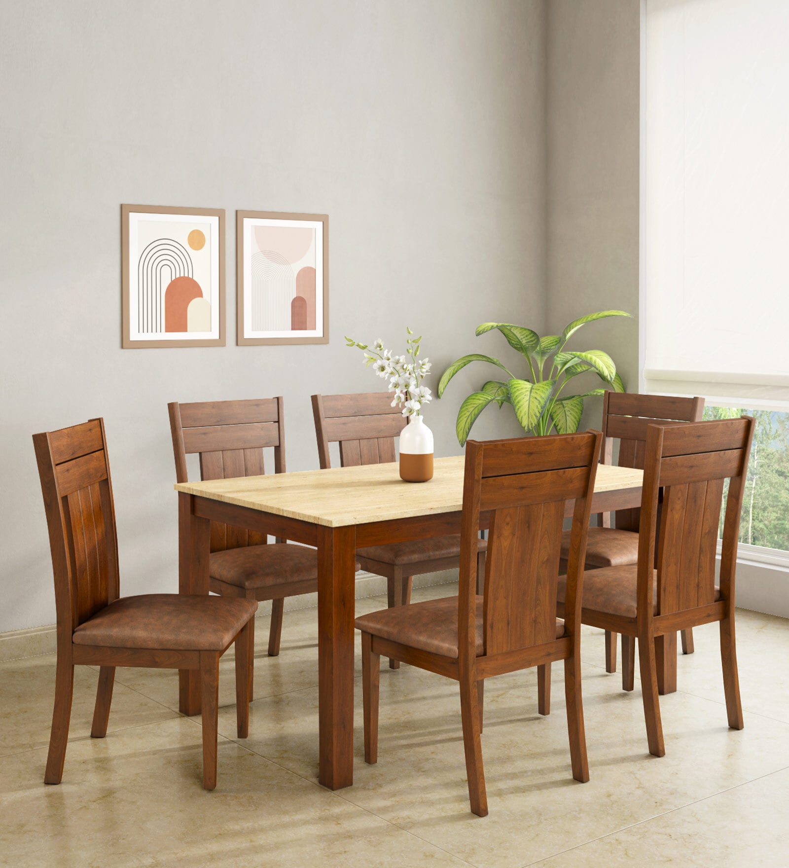 Buy Arnold 6 Seater Dining Set in Beige Finish at 30% OFF by @home ...