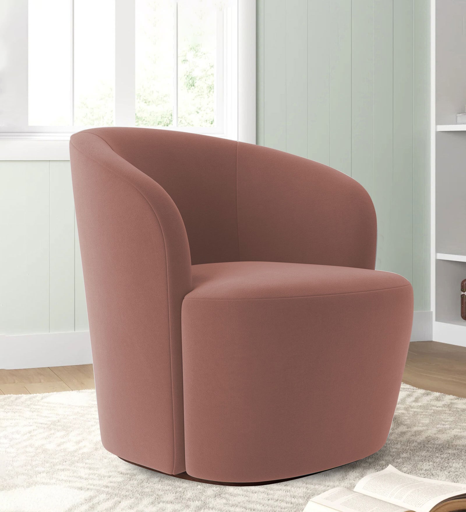 Buy Aron Velvet Low Back Lounge Chair In Pink Colour at 34% OFF by ...