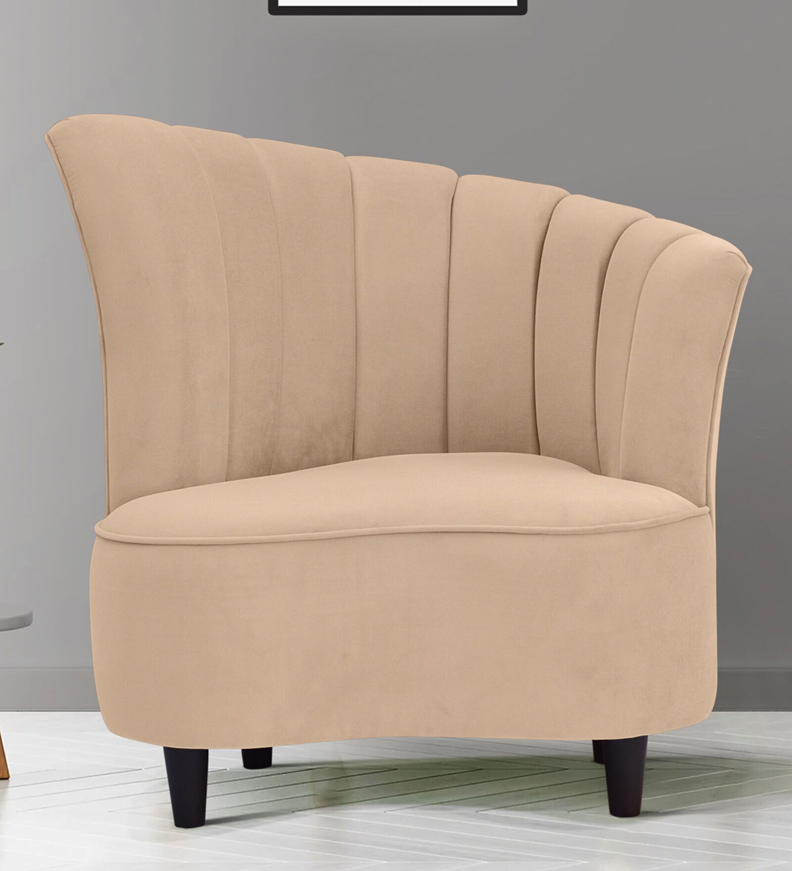 Buy Velma Velvet Accent Chair In Beige Colour at 57% OFF by ARRA ...