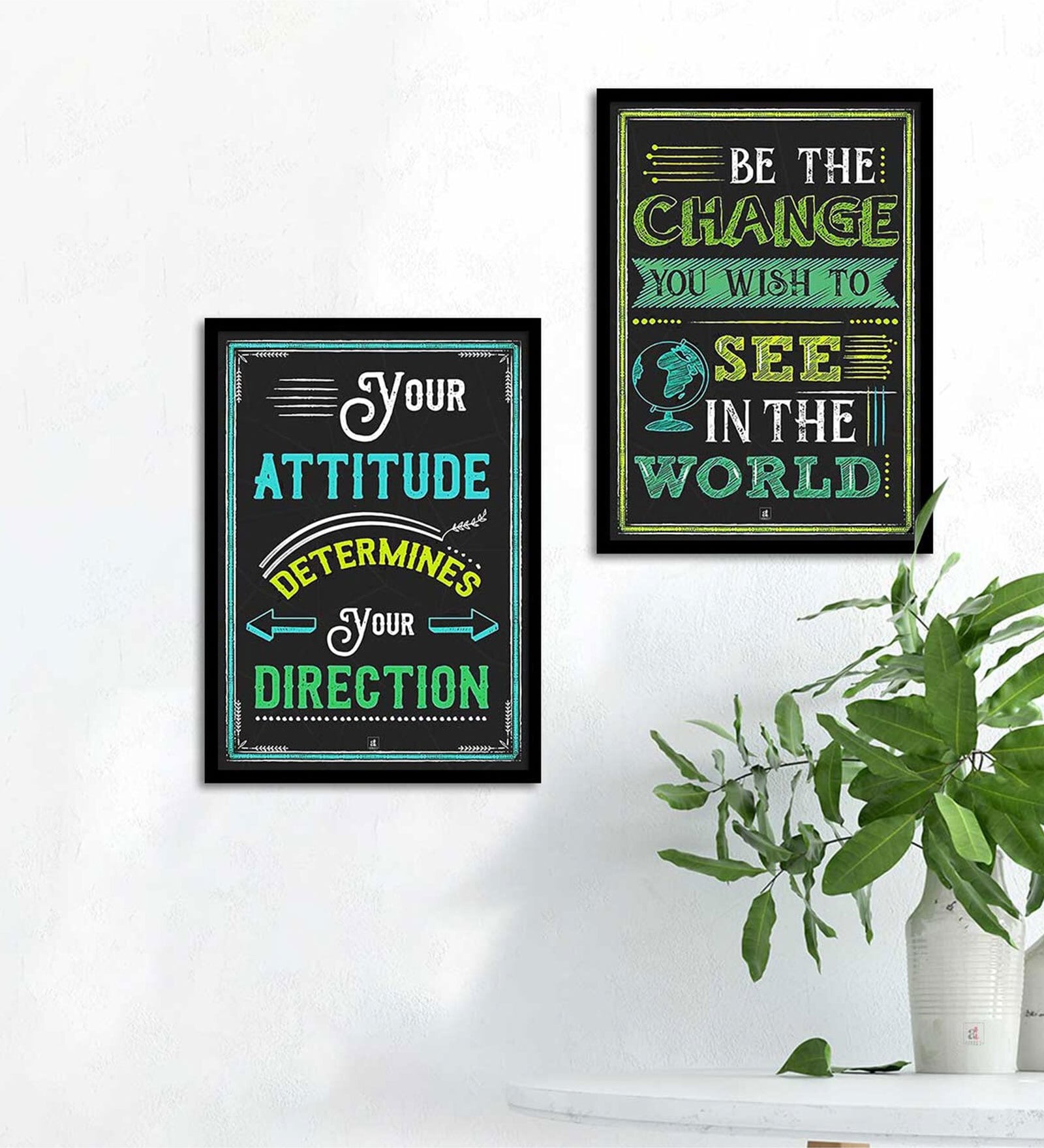 Buy Art Street Set of 2 Motivational Art Prints Your Attitude ...