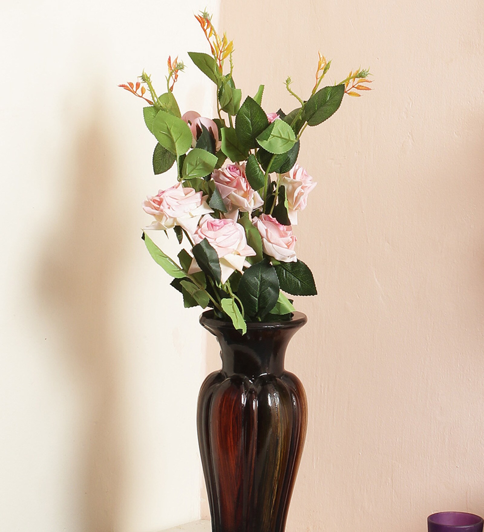 Buy Light Pink Artificial Velvet Rose Flower Stick, Set of 12 by ...