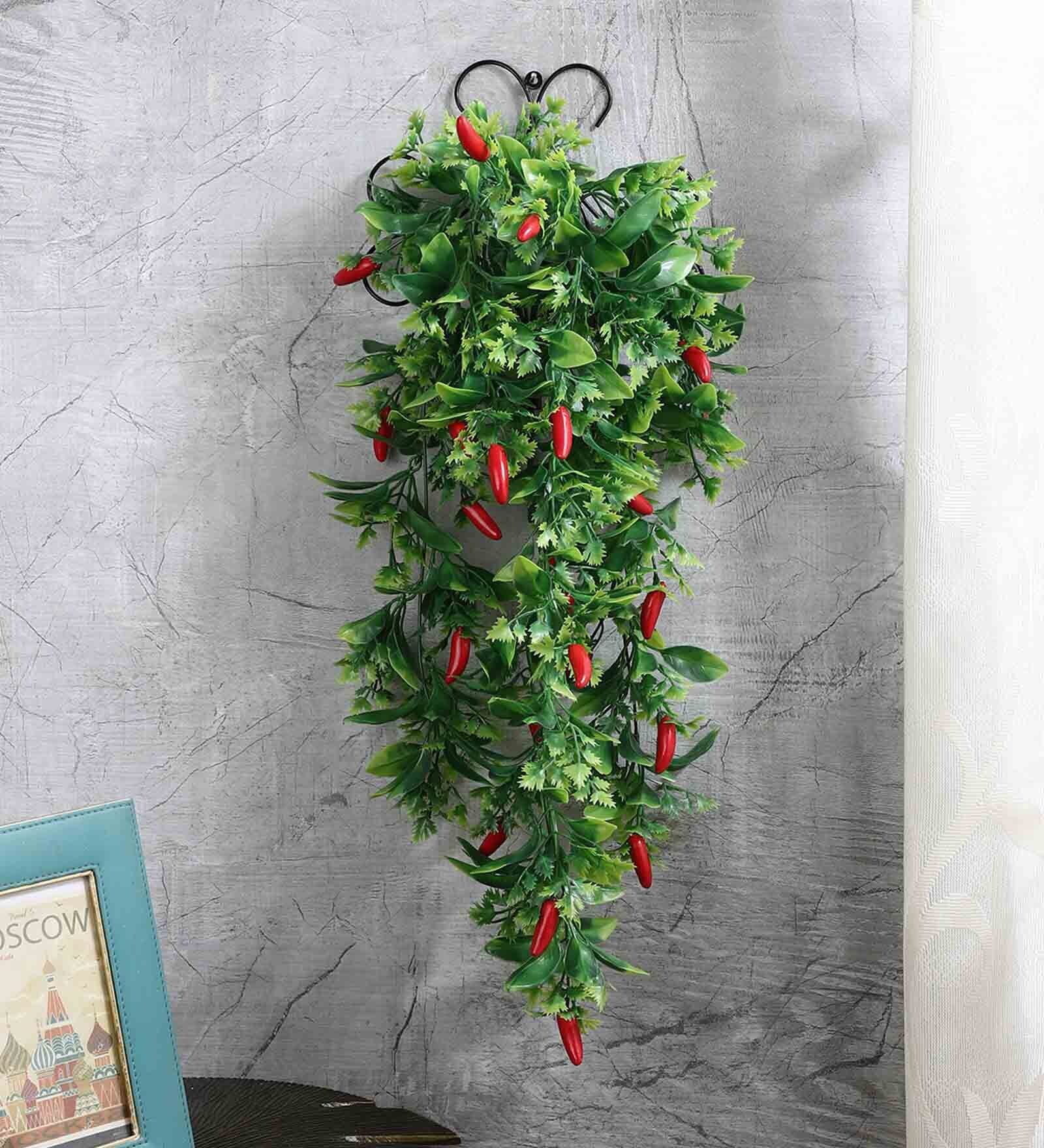 Buy Artificial Chilli Vine with Metal Wall Stand by Foliyaj at 25% OFF ...