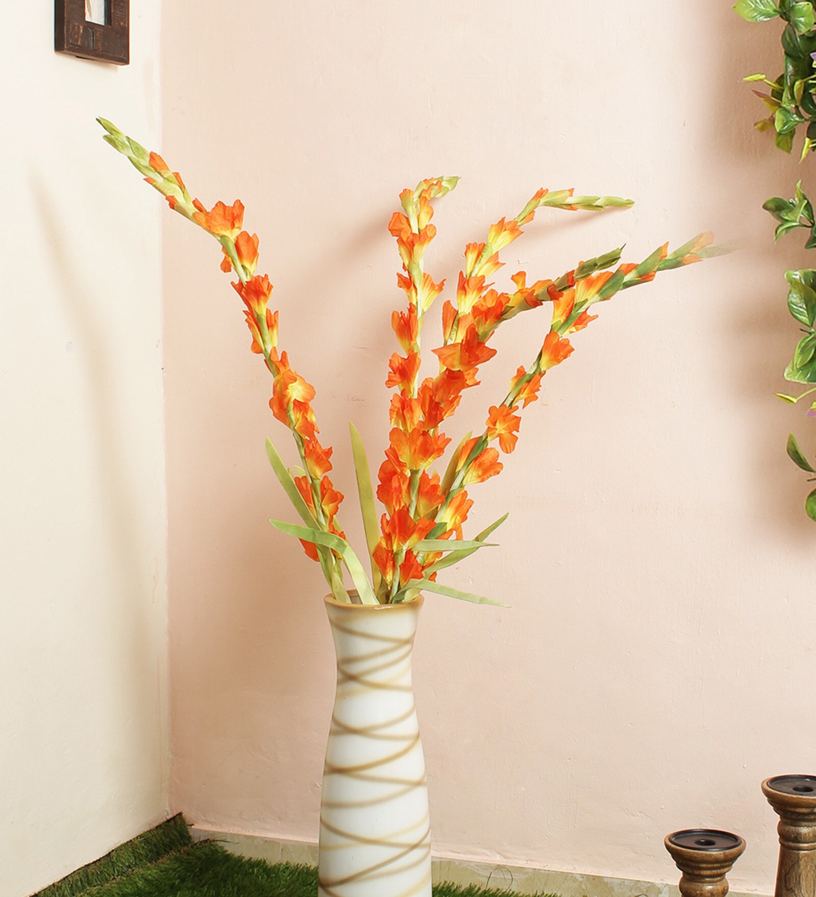 Buy Orange Artificial Glady Flower Stem, Set of 4 by Fourwalls at 50% ...