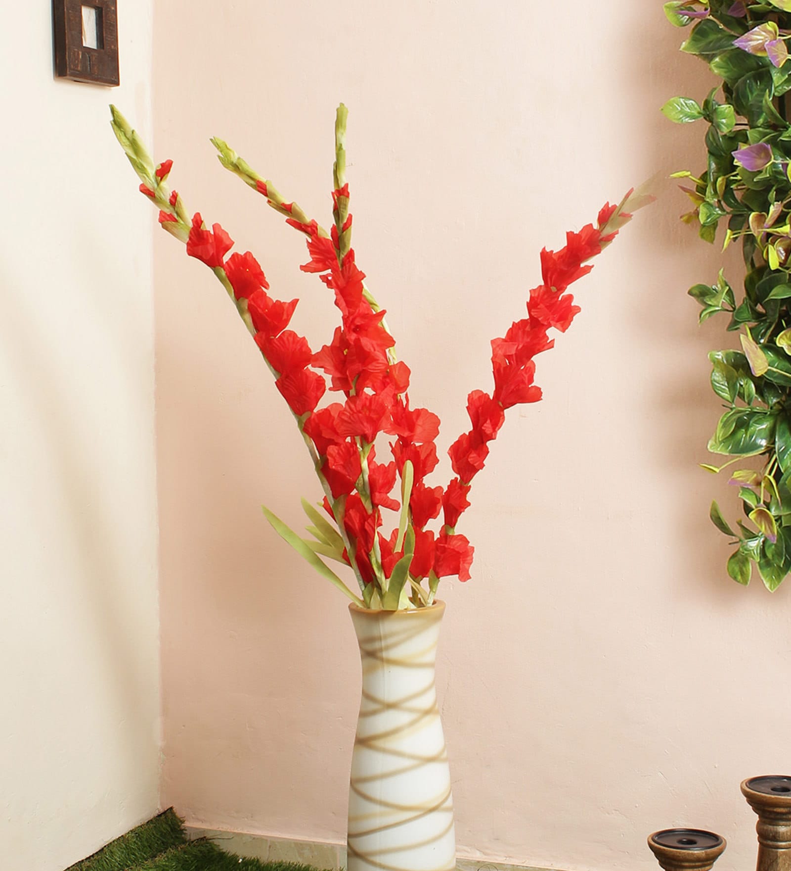 Buy Red Artificial Glady Flower Stem, Set of 4 by Fourwalls at 61% OFF ...