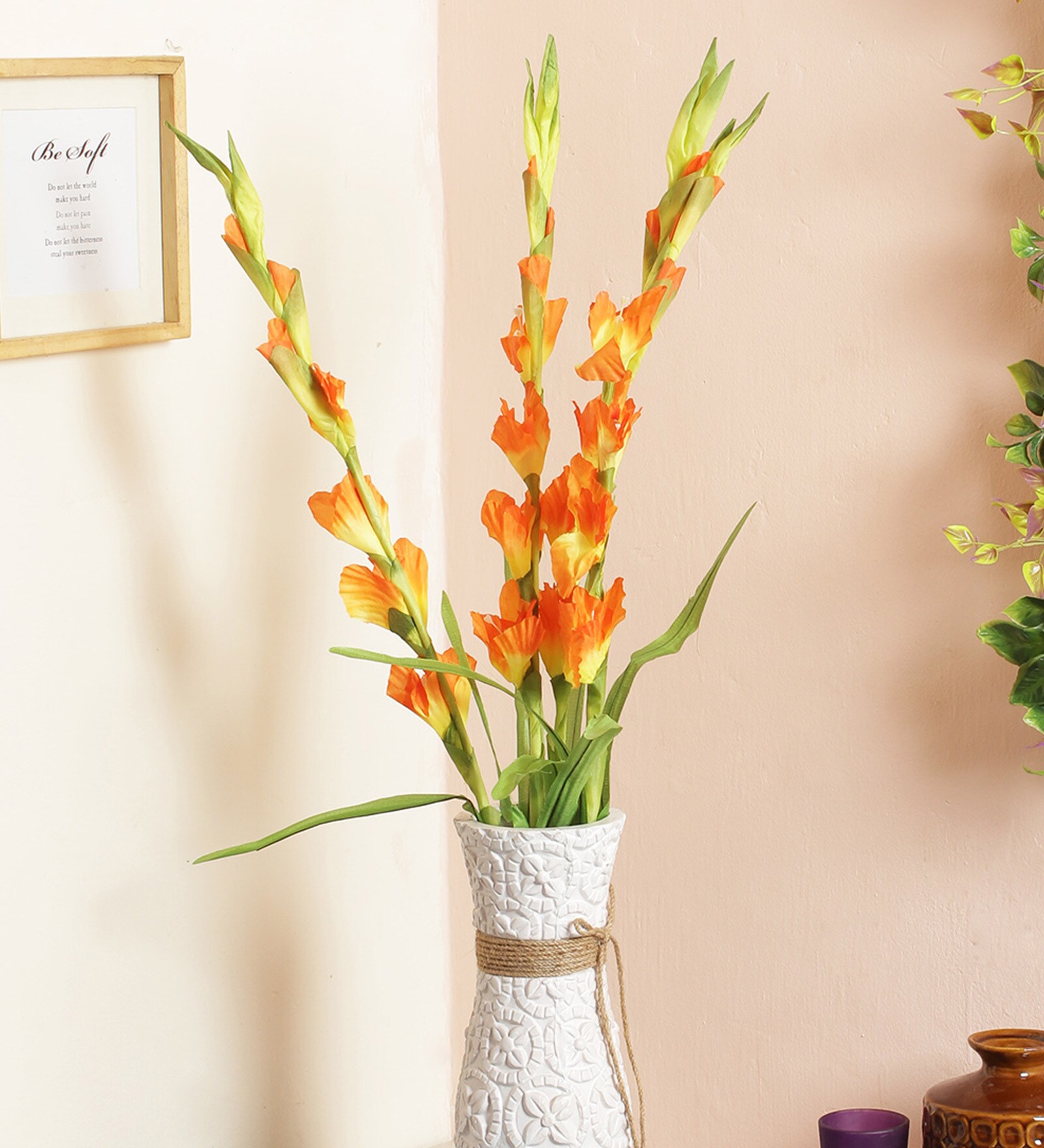 Buy Orange Artificial Glady Flower Stem, Set of 4 by Fourwalls at 33% ...