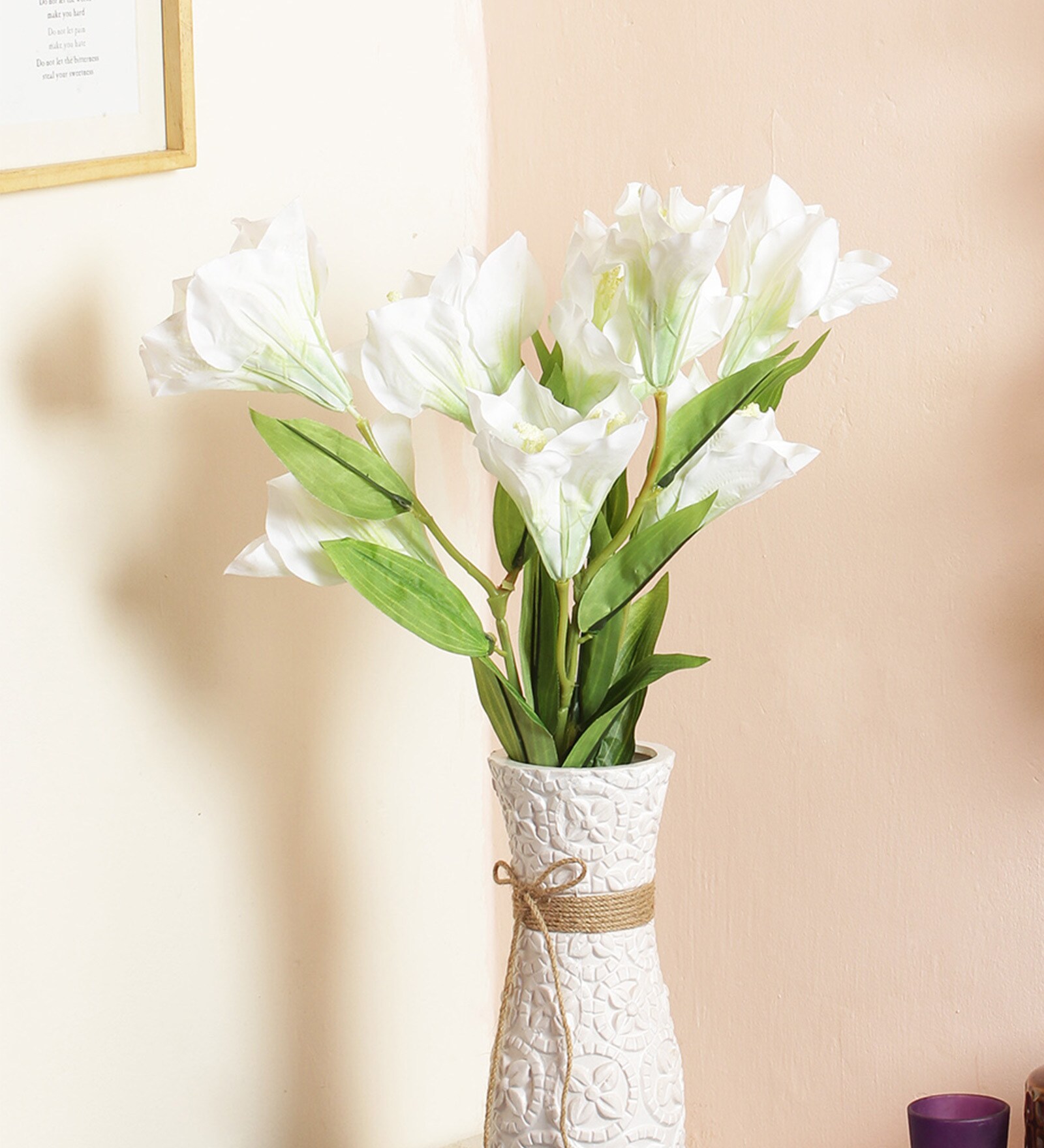 Buy White Artificial Habisicus Flower Stick, Set of 3 by Fourwalls at ...