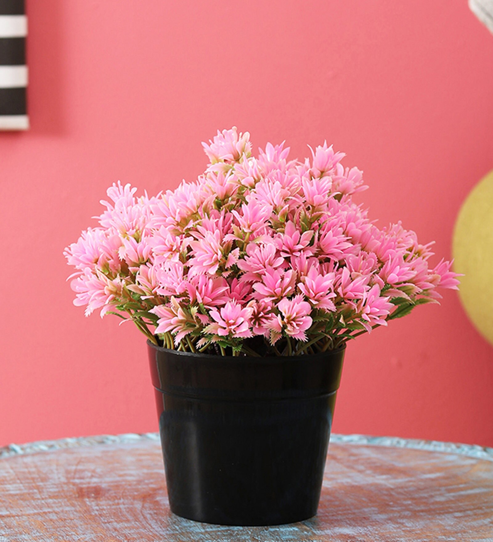 Buy Pink Leaves Cluster Shaped Artificial Plant with Pot by Foliyaj at ...