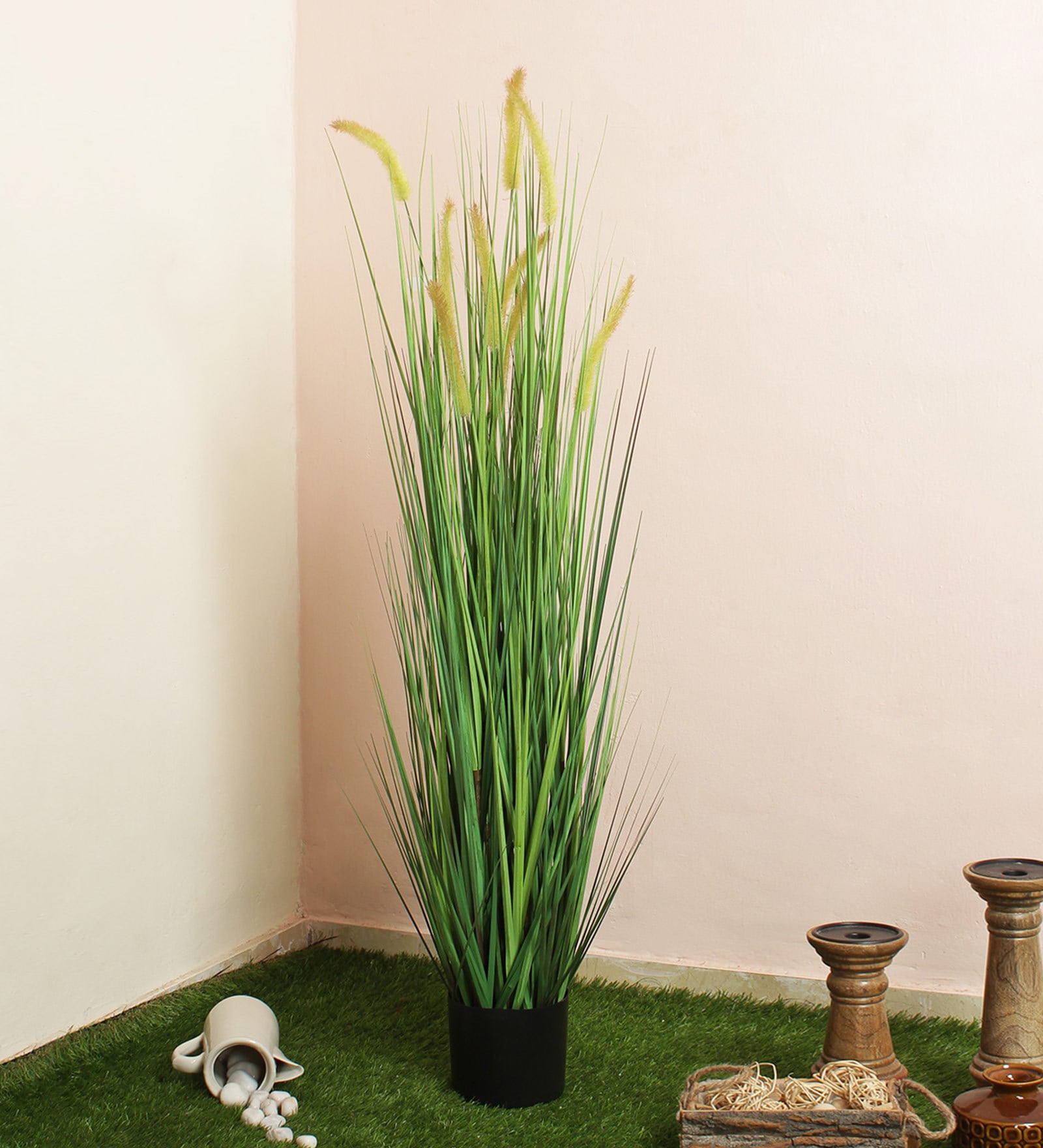 Buy Green Artificial Potted Dogtail Grass Black Pot at 31% OFF by ...
