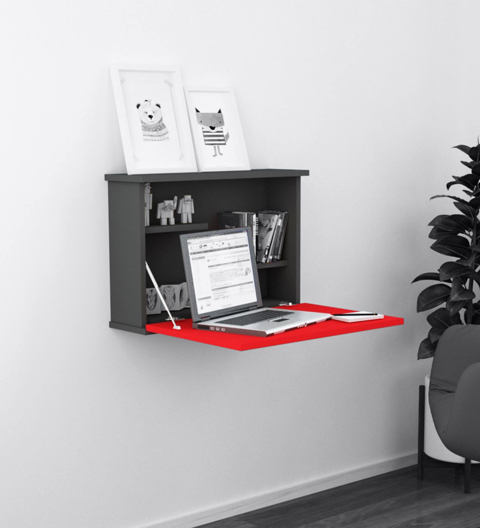 Buy Artist Wall Mounted Writing Table in Dark Grey Finish at 25% OFF by ...