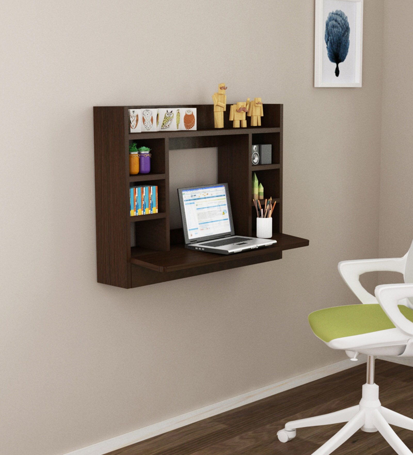 Buy Artist Metal Wall Mounted Table in Oak Finish at 58% OFF by Hoffice ...