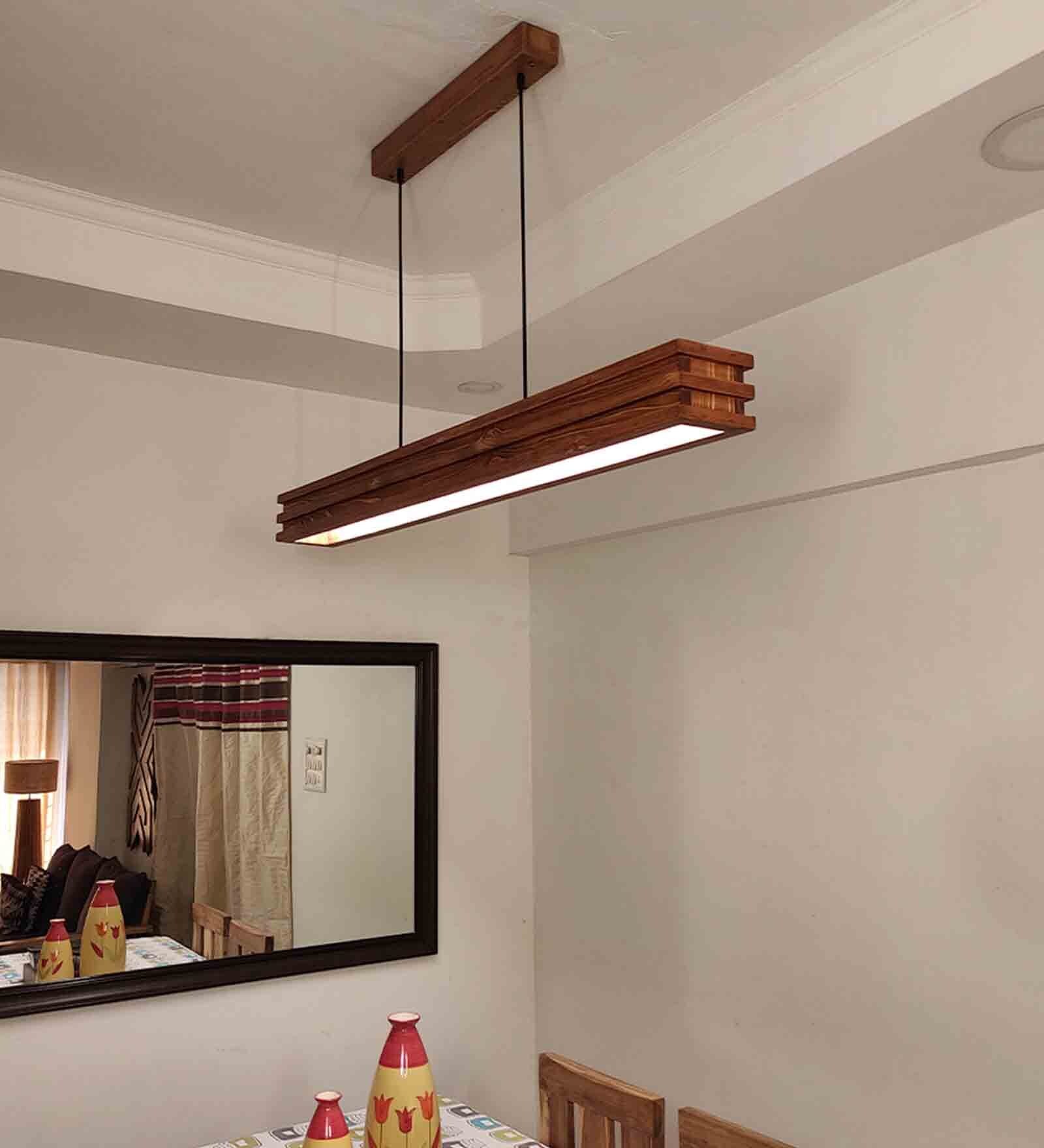 Buy Artline 48 Brown Solid Wood Linear LED Hanging Light at 53% OFF by ...
