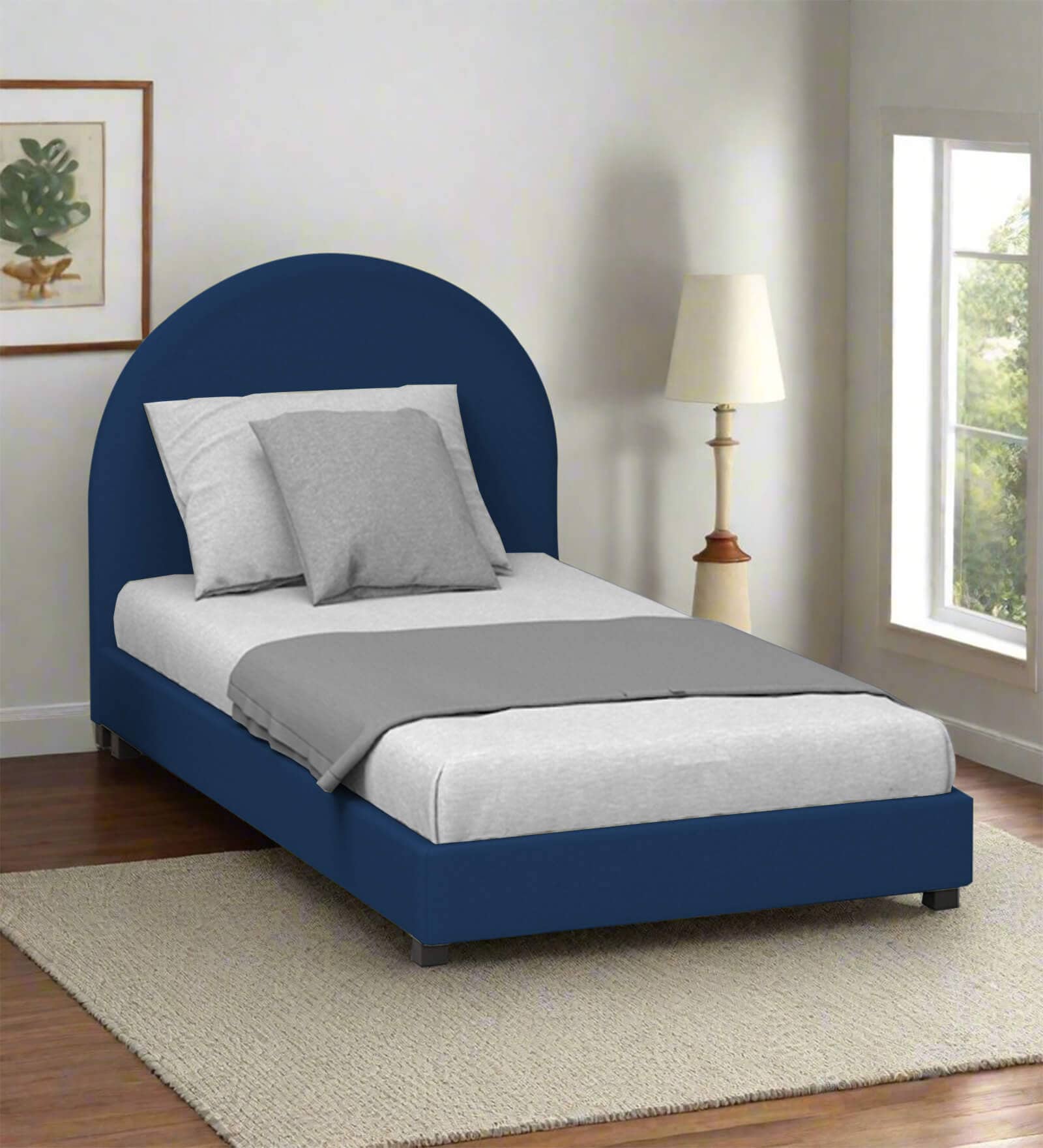 Buy Arya Velvet Single Size Bed in Royal Blue Colour at 52% OFF by ...