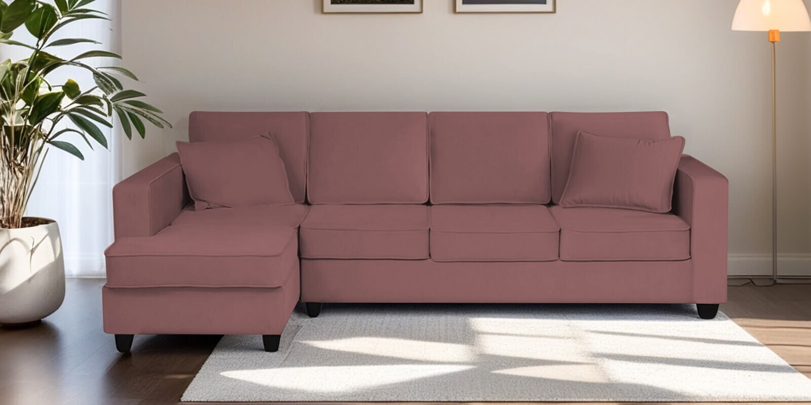 Buy Aristocrat Velvet RHS Sectional Sofa In Berry Wine Finish at 30% ...