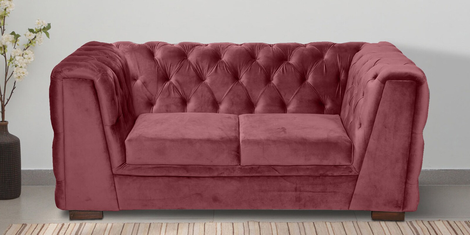 Buy Arlo Velvet 2 Seater Sofa in Berry Red Colour at 25% OFF by ...