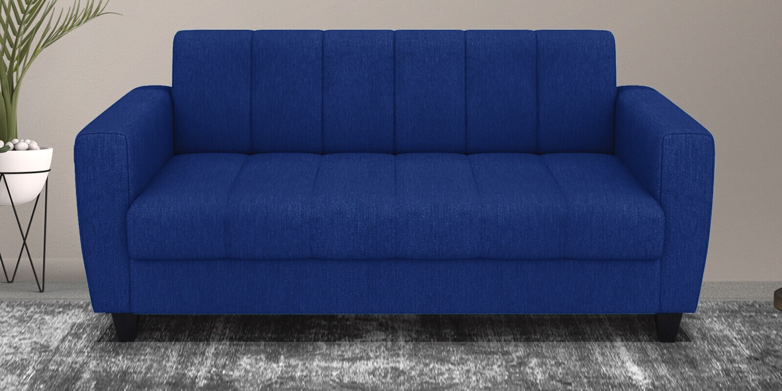 Buy Baleno Fabric 3 Seater Sofa In Blue Colour at 62% OFF by ARRA ...