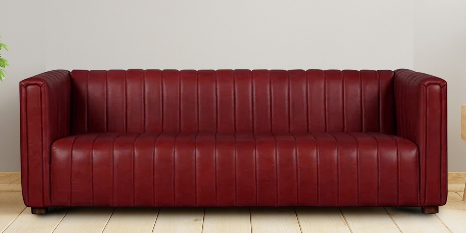 Buy Artistic Leatherette 3 Seater Sofa In Dark Cherry Colour at 12% OFF ...