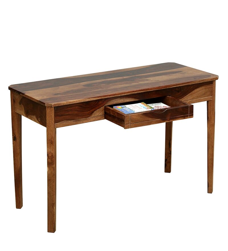 Buy Arabel Solid Wood Study Table In Rustic Teak Finish By Woodsworth ...
