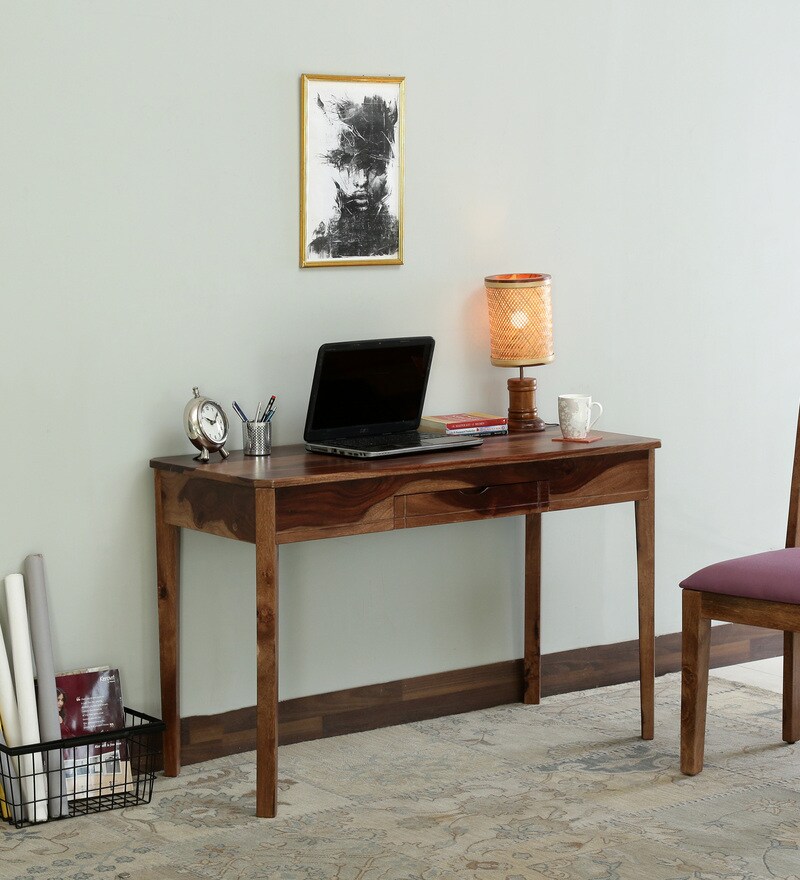 Buy Arabel Solid Wood Study Table In Rustic Teak Finish By Woodsworth ...