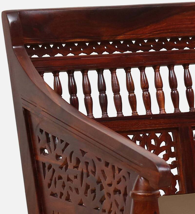 Buy Aramika Sheesham Wood 1 Seater Sofa In Honey Oak Finish Online ...